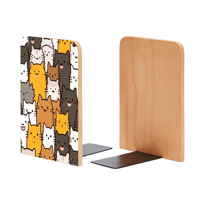 Bookends 1 Pair Non-Skid Bookend Wood Bookends for Shelves Book Stand ...