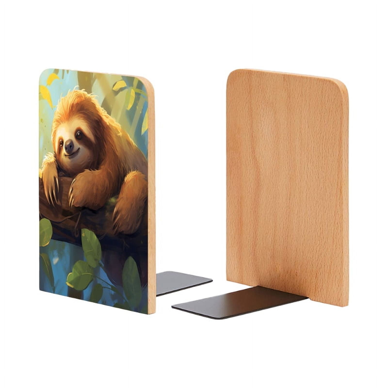 Bookends 1 Pair Non-Skid Bookend Wood Bookends for Shelves Book Stand ...