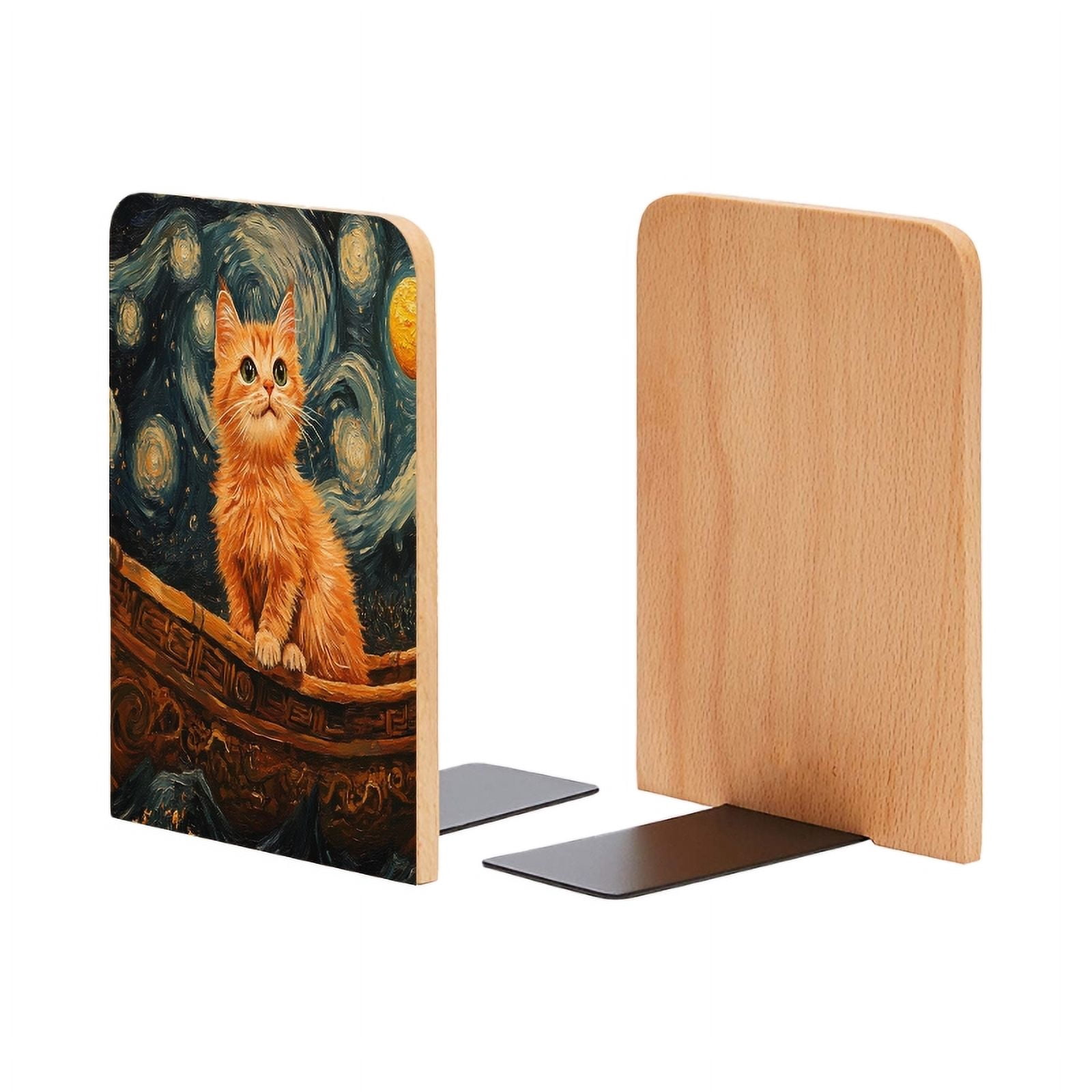 Bookends 1 Pair Non-Skid Bookend Wood Bookends for Shelves Book Stand ...