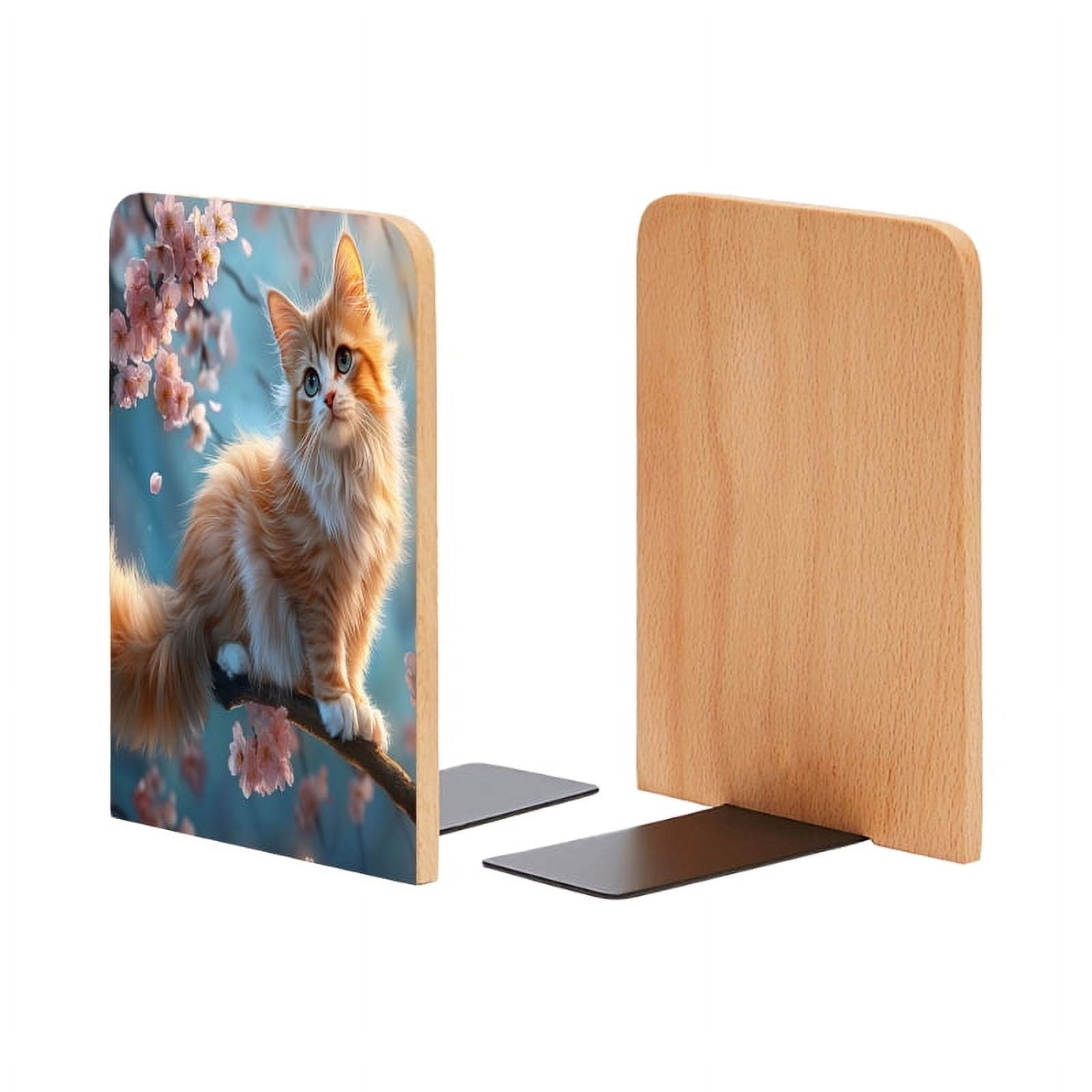 Bookends 1 Pair Non-Skid Bookend Wood Bookends for Shelves Book Stand ...