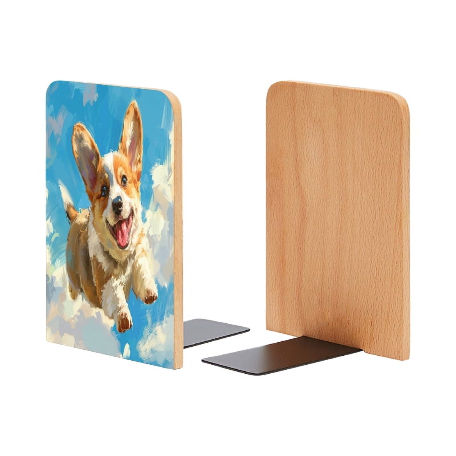 Bookends 1 Pair Non-Skid Bookend Wood Bookends for Shelves Book Stand ...