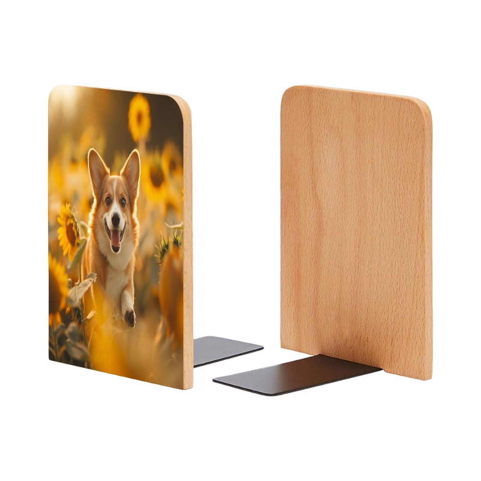 Bookends 1 Pair Non-Skid Bookend Wood Bookends for Shelves Book Stand ...