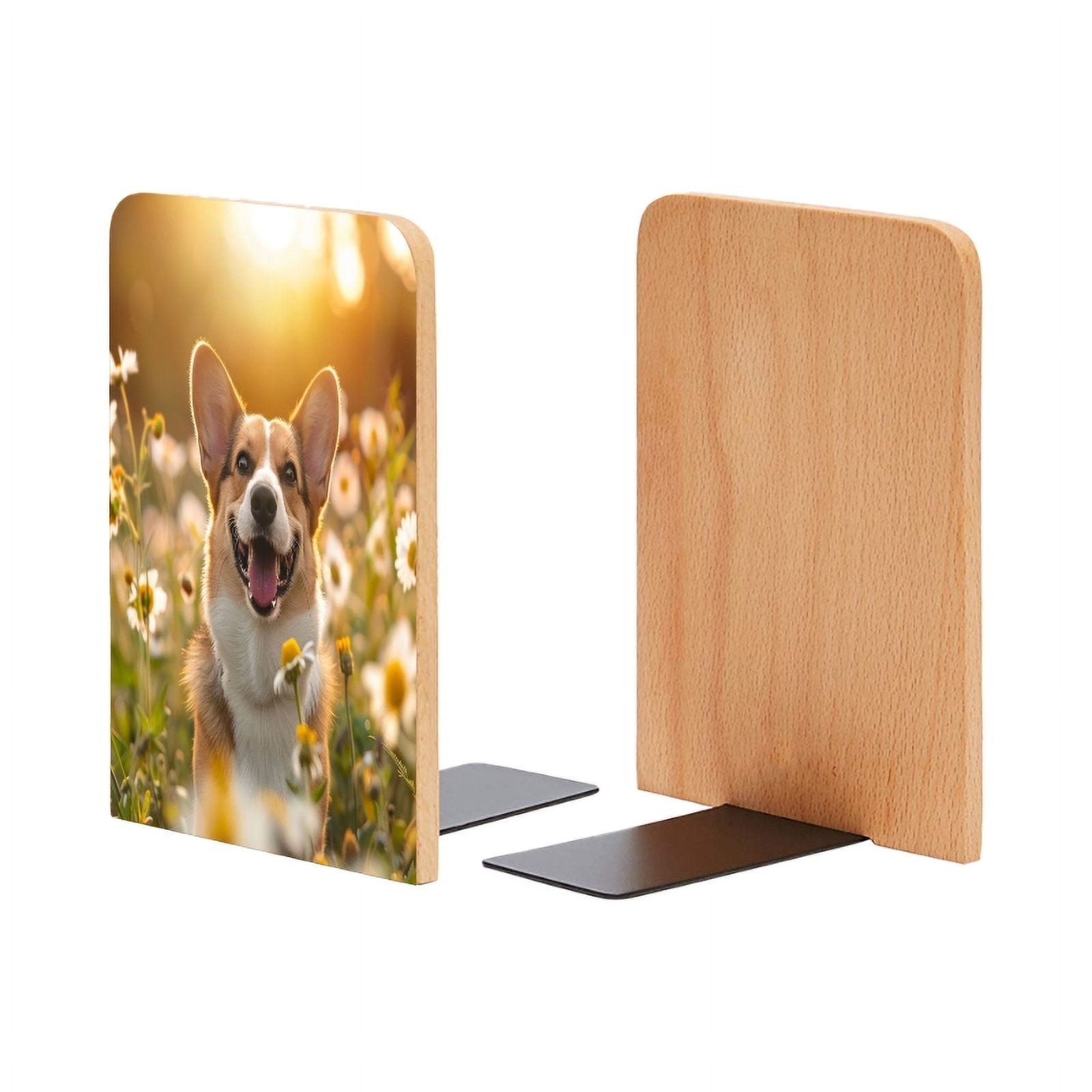 Bookends 1 Pair Non-Skid Bookend Wood Bookends for Shelves Book Stand ...