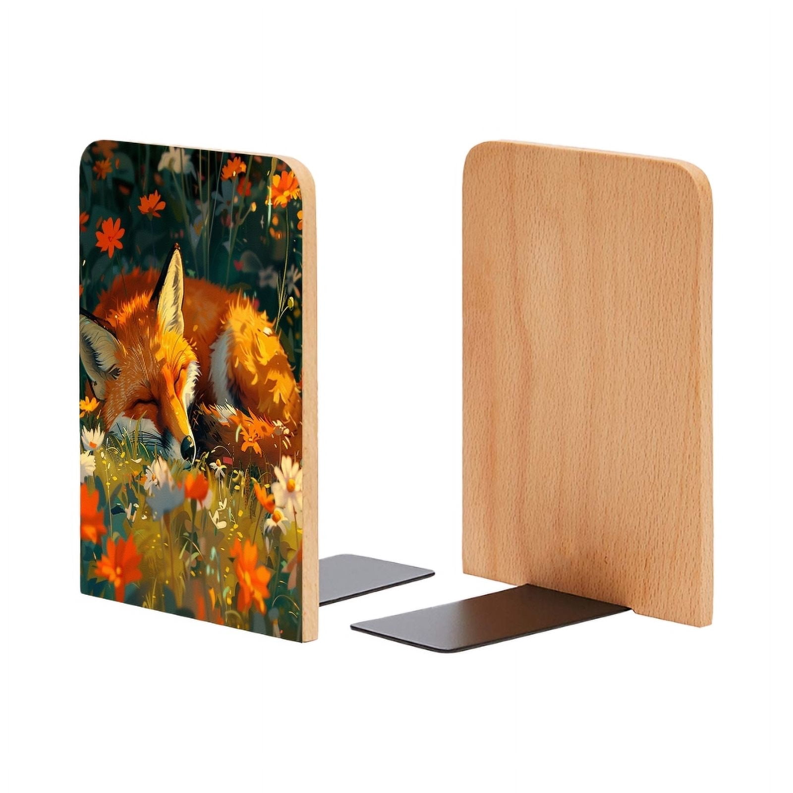 Bookends 1 Pair Non-Skid Bookend Wood Bookends for Shelves Book Stand ...