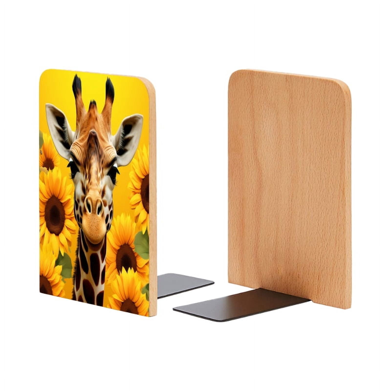 Bookends 1 Pair Non-Skid Bookend Wood Bookends for Shelves Book Stand ...