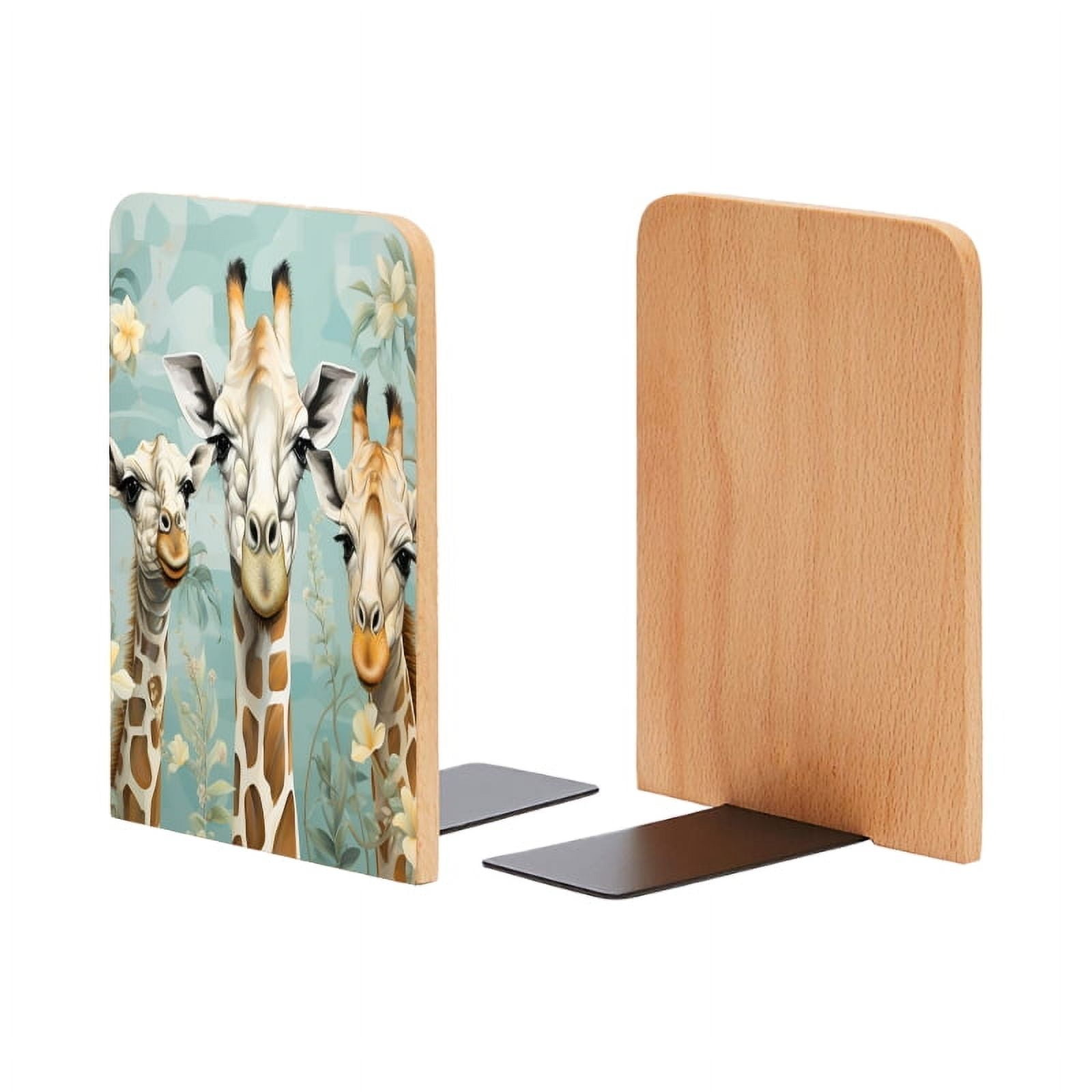 Bookends 1 Pair Non-Skid Bookend Wood Bookends for Shelves Book Stand ...