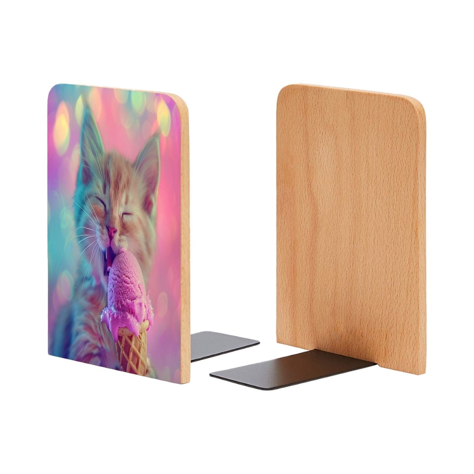 Bookends 1 Pair Non-Skid Bookend Wood Bookends for Shelves Book Stand ...