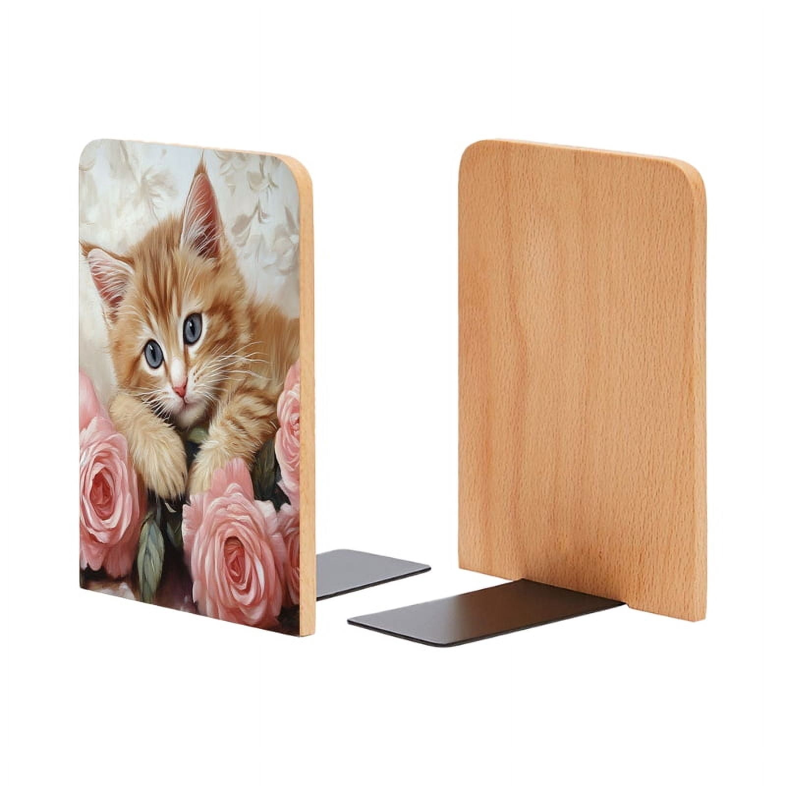 Bookends 1 Pair Non-Skid Bookend Wood Bookends for Shelves Book Stand ...