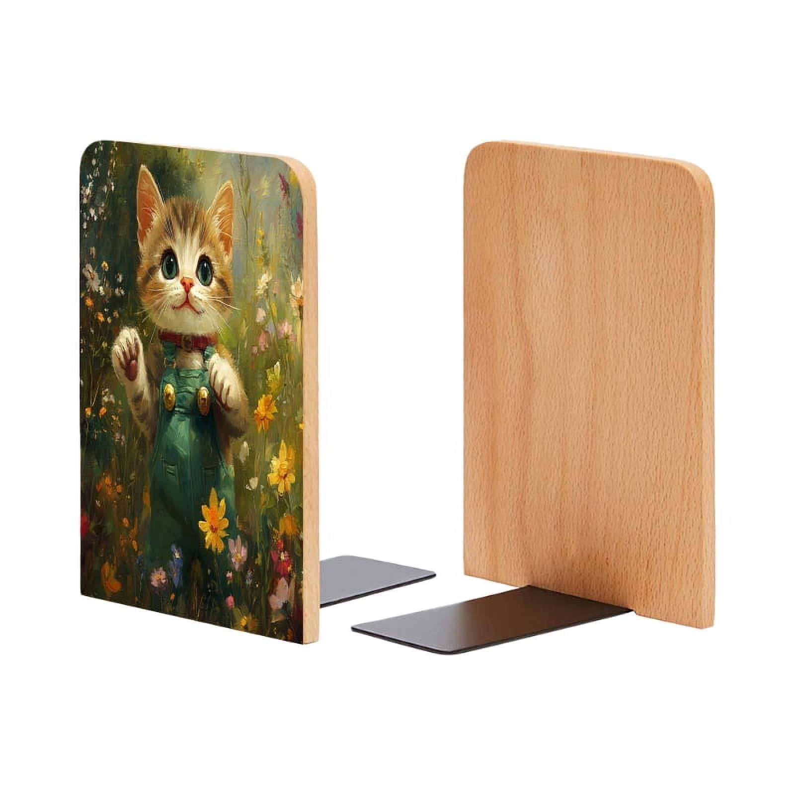 Bookends 1 Pair Non-Skid Bookend Wood Bookends for Shelves Book Stand ...