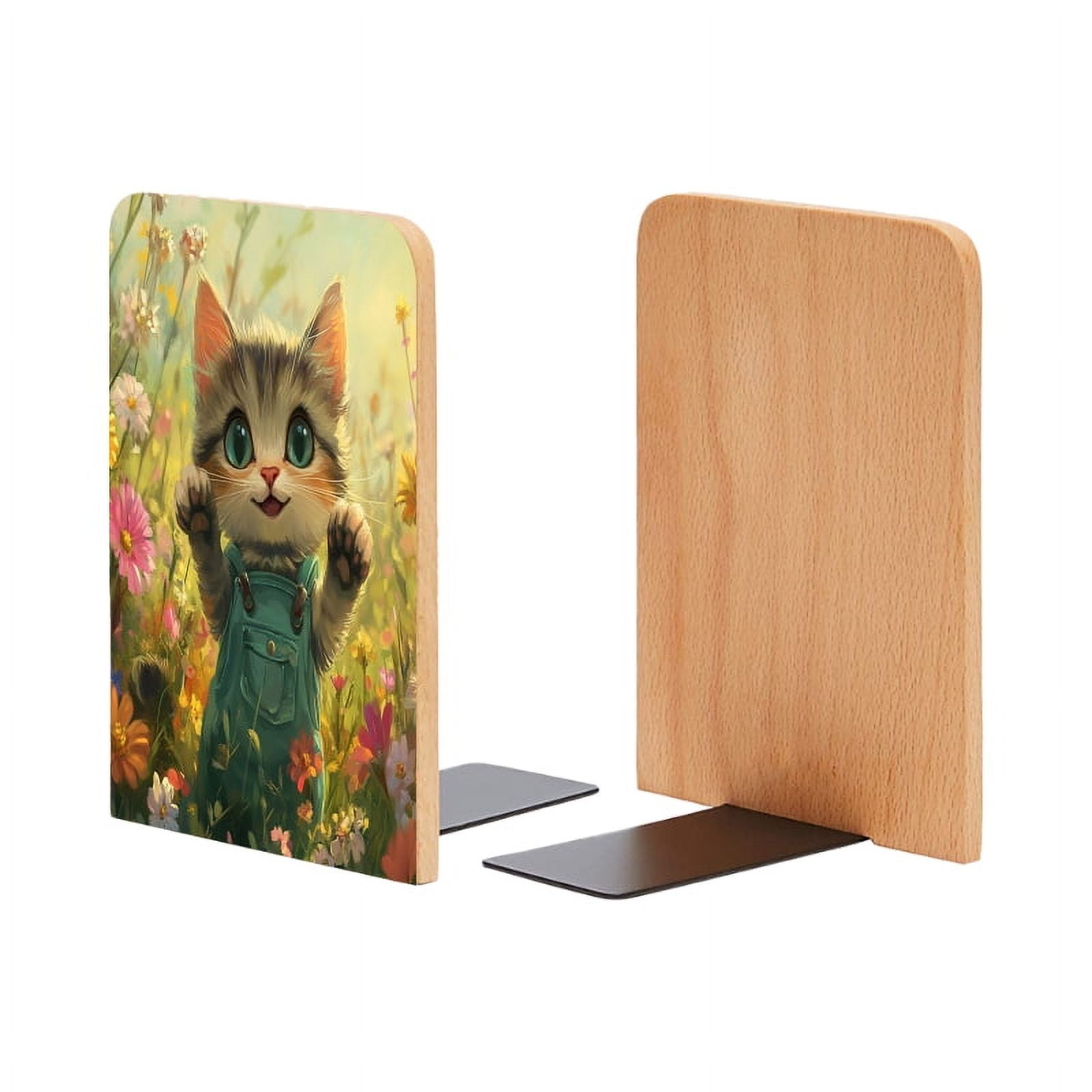 Bookends 1 Pair Non-Skid Bookend Wood Bookends for Shelves Book Stand ...