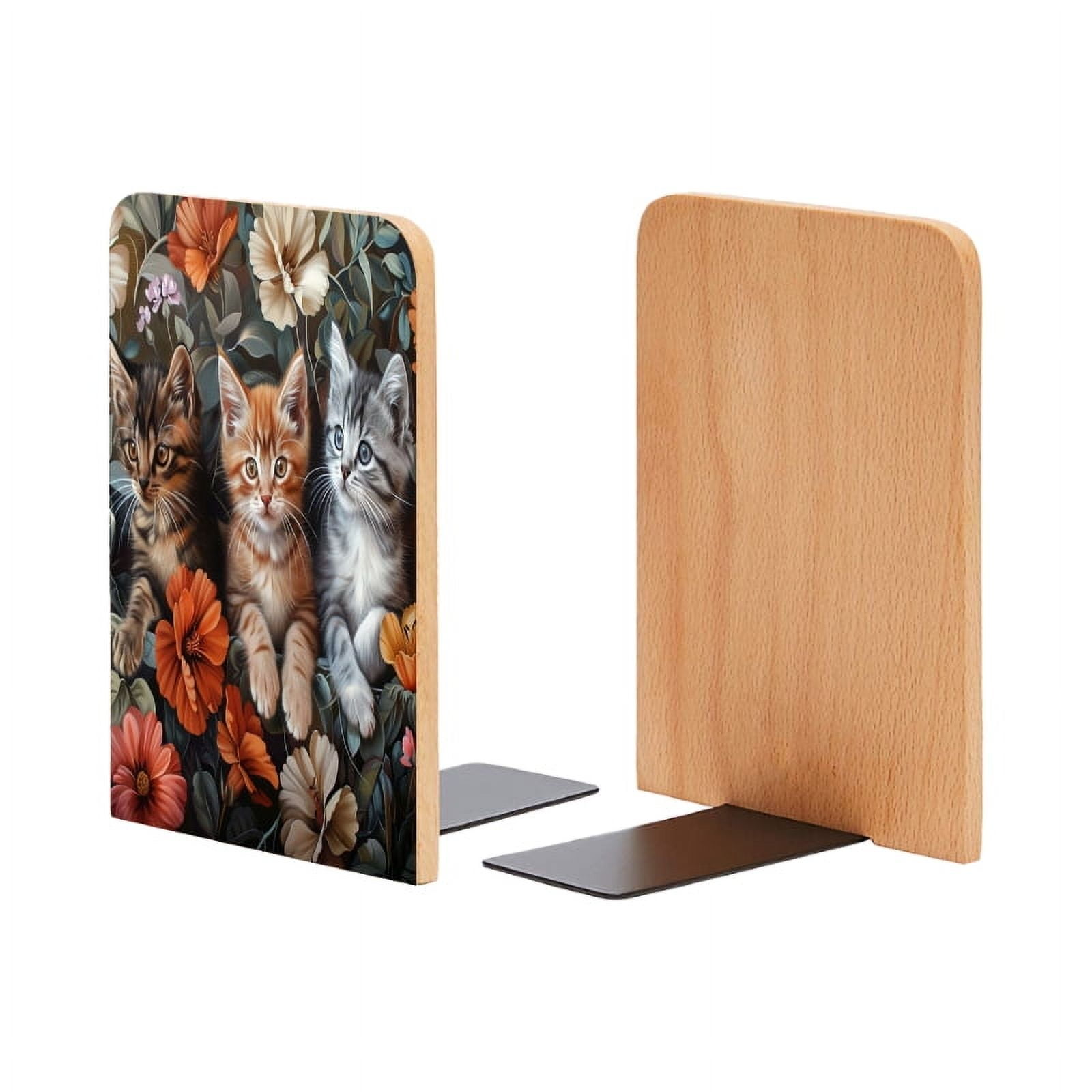 Bookends 1 Pair Non-Skid Bookend Wood Bookends for Shelves Book Stand ...