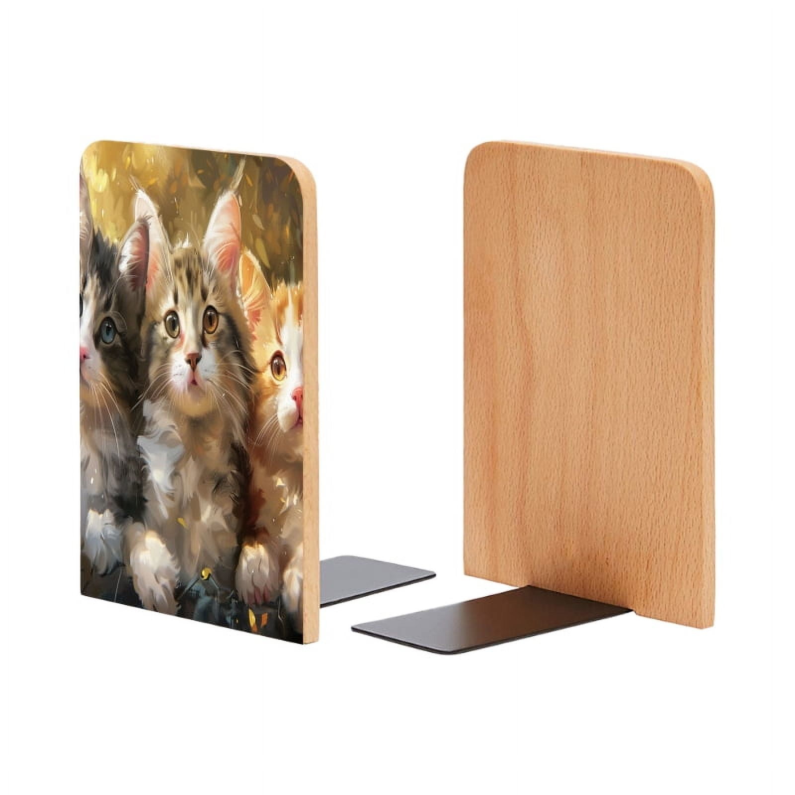 Bookends 1 Pair Non-Skid Bookend Wood Bookends for Shelves Book Stand ...