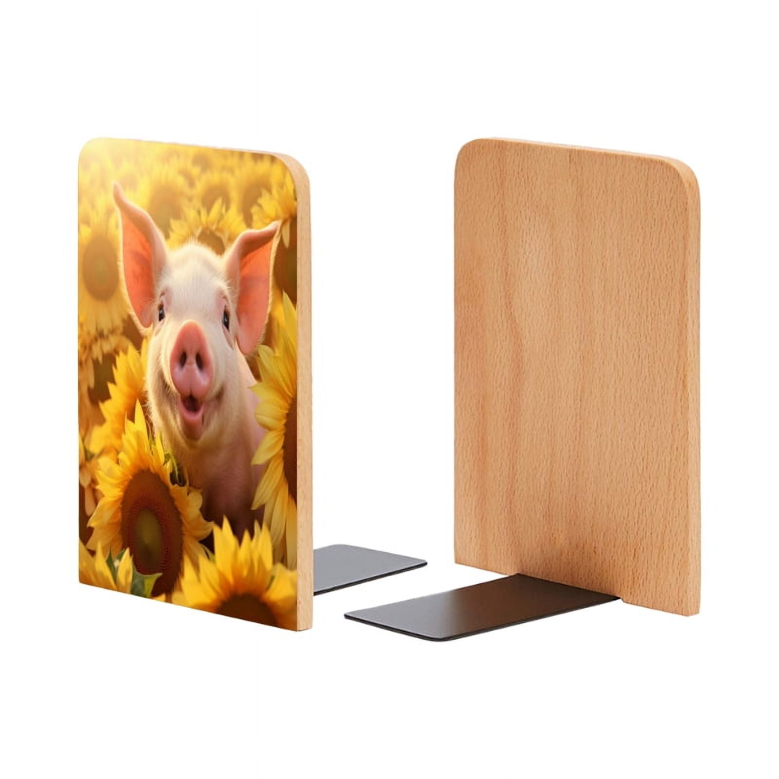 Bookends 1 Pair Non-Skid Bookend Wood Bookends for Shelves Book Stand ...