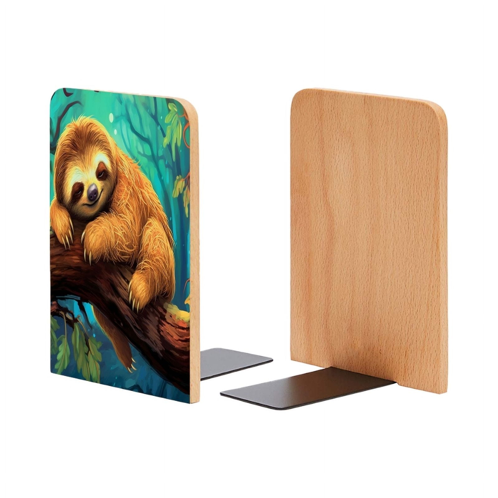 Bookends 1 Pair Non-Skid Bookend Wood Bookends for Shelves Book Stand ...