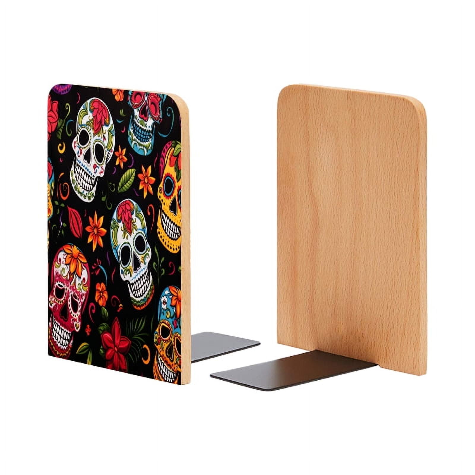 Bookends 1 Pair Non-Skid Bookend Wood Bookends for Shelves Book Stand ...