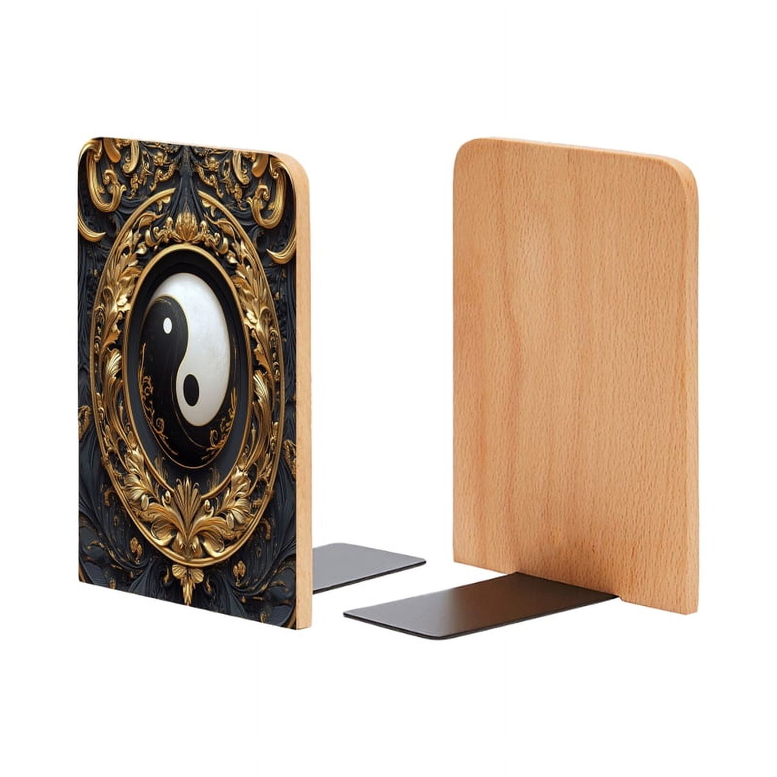 Bookends 1 Pair Non-Skid Bookend Wood Bookends for Shelves Book Stand ...