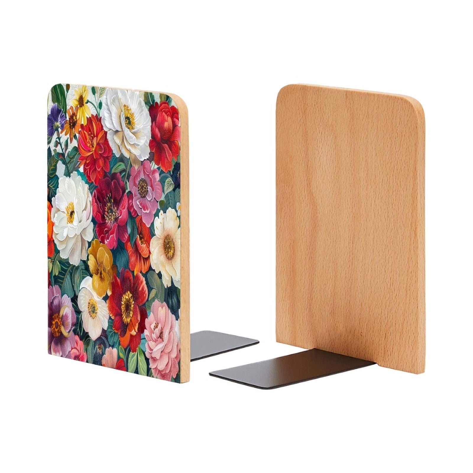 Bookends 1 Pair Non-Skid Bookend Wood Bookends for Shelves Book Stand ...