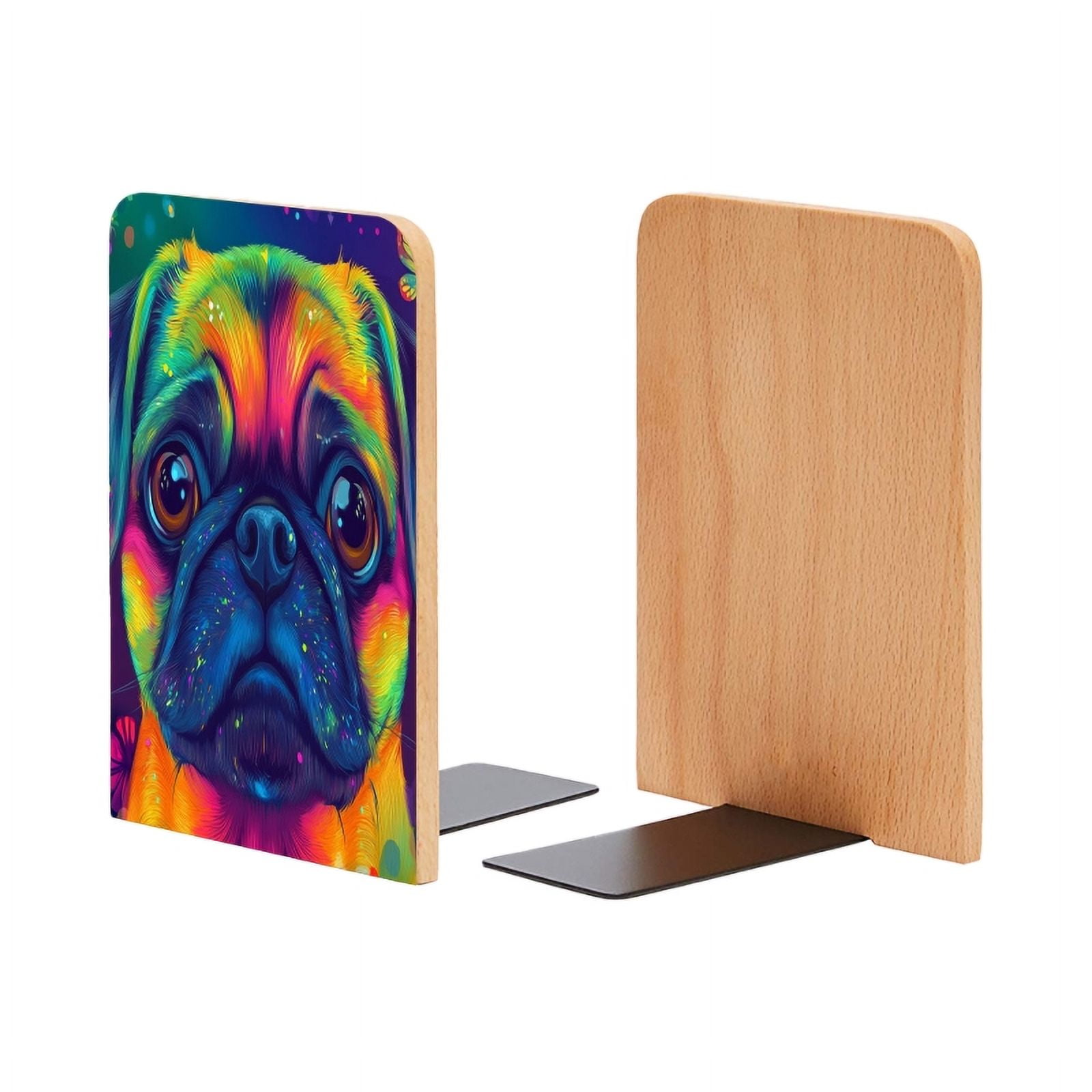 Bookends 1 Pair Non-Skid Bookend Wood Bookends for Shelves Book Stand ...