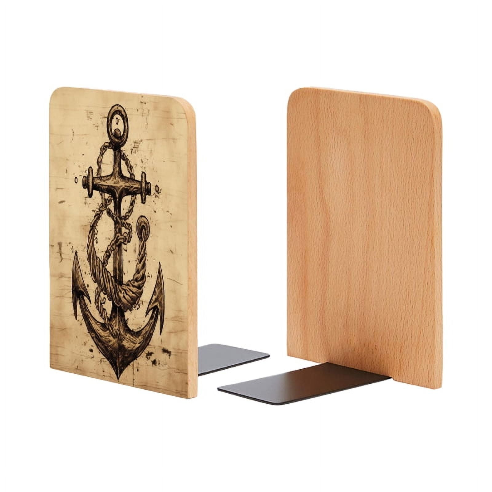 Bookends 1 Pair Non-Skid Bookend Wood Bookends for Shelves Book Stand ...