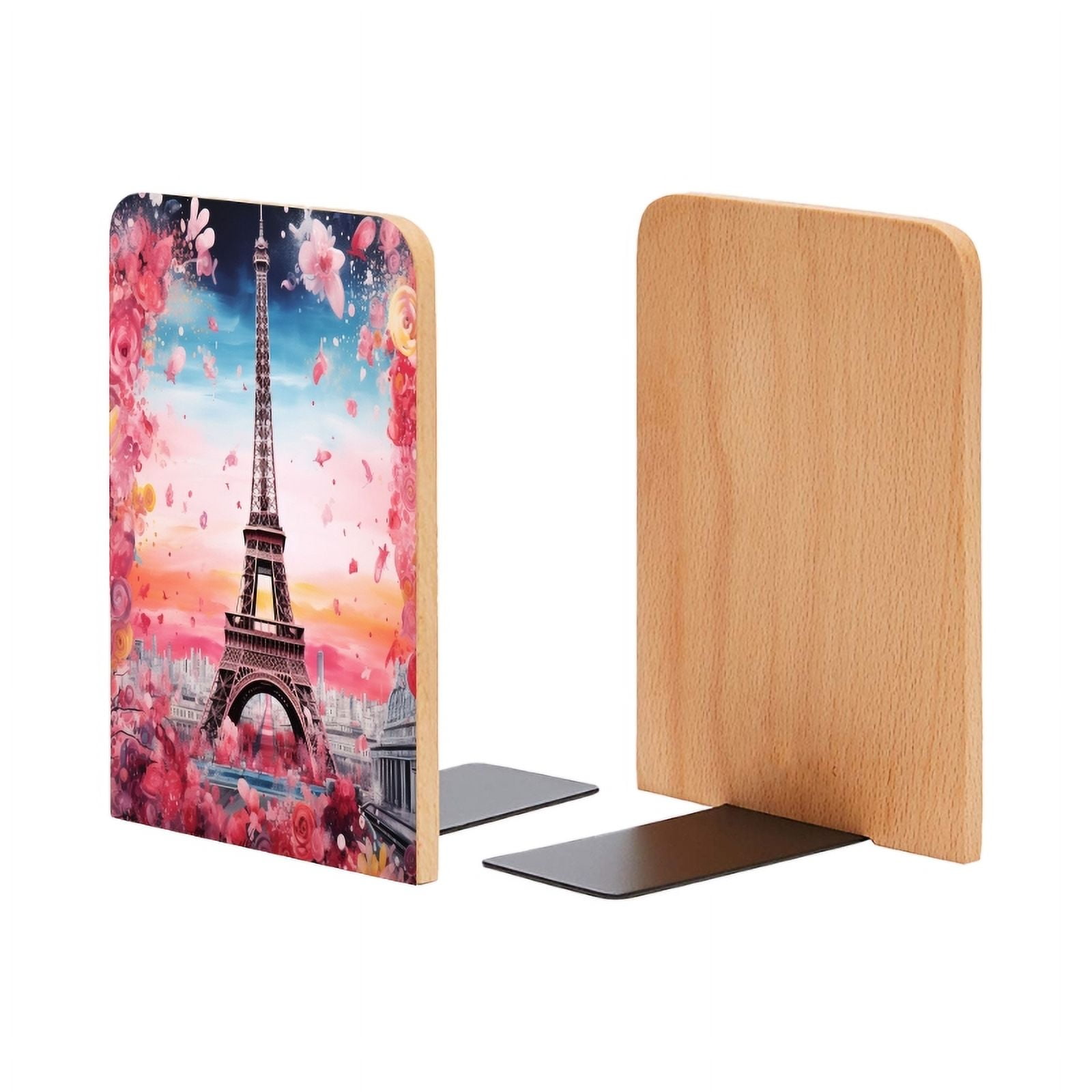 Bookends 1 Pair Non-Skid Bookend Wood Bookends for Shelves Book Stand ...