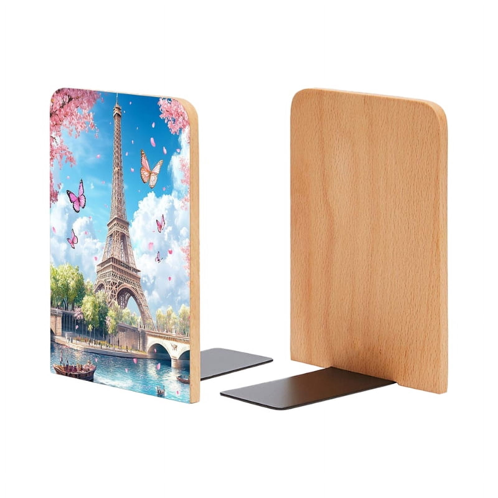 Bookends 1 Pair Non-Skid Bookend Wood Bookends for Shelves Book Stand ...