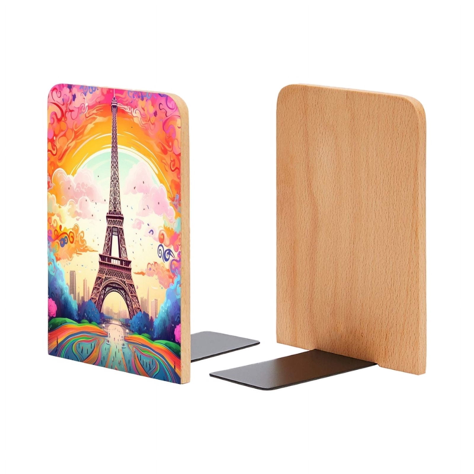 Bookends 1 Pair Non-Skid Bookend Wood Bookends for Shelves Book Stand ...