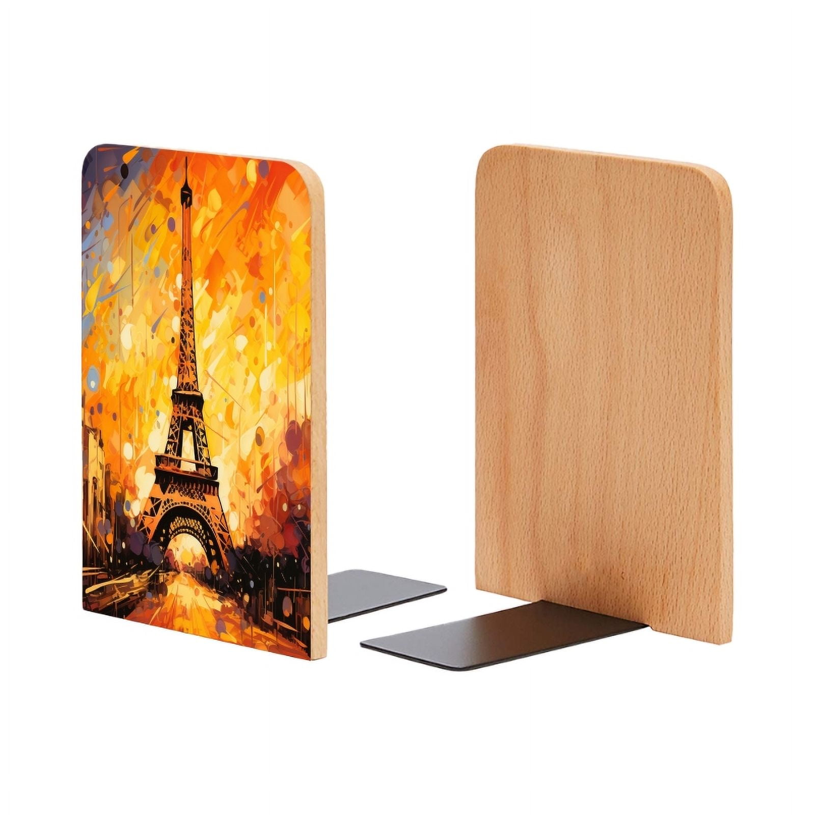 Bookends 1 Pair Non-Skid Bookend Wood Bookends for Shelves Book Stand ...