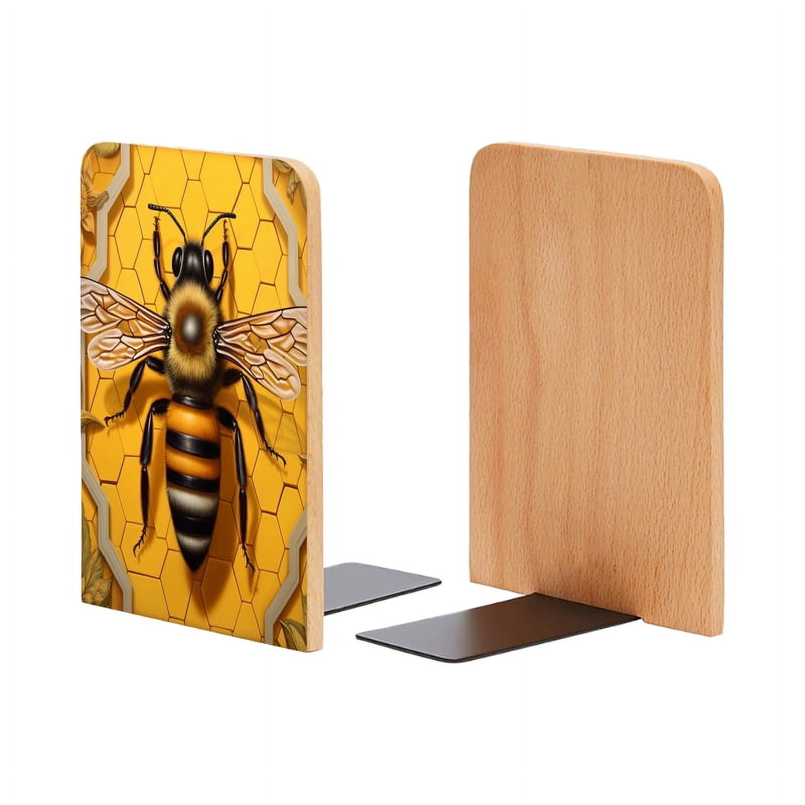 Bookends 1 Pair Non-Skid Bookend Wood Bookends for Shelves Book Stand ...