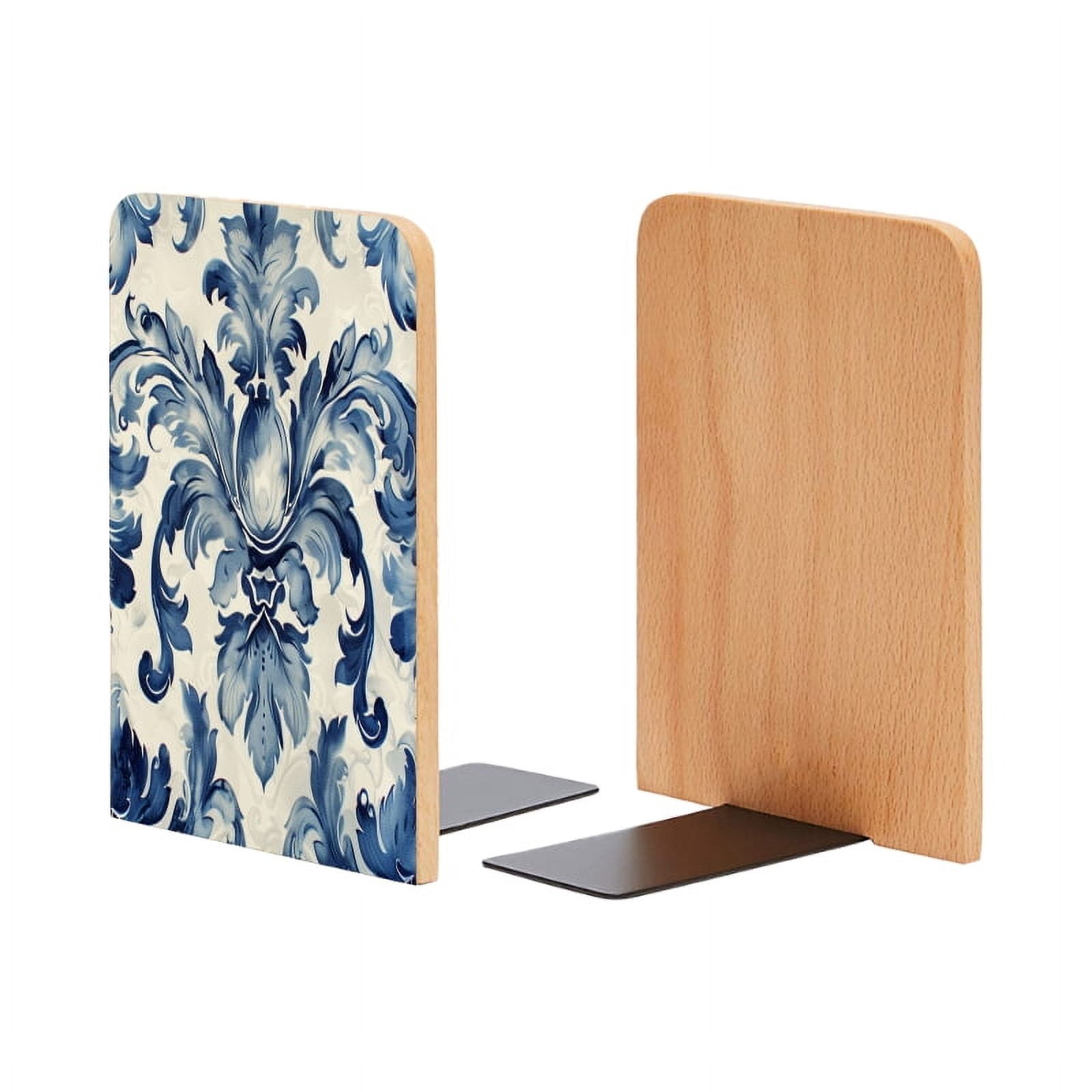 Bookends 1 Pair Non-Skid Bookend Wood Bookends for Shelves Book Stand ...