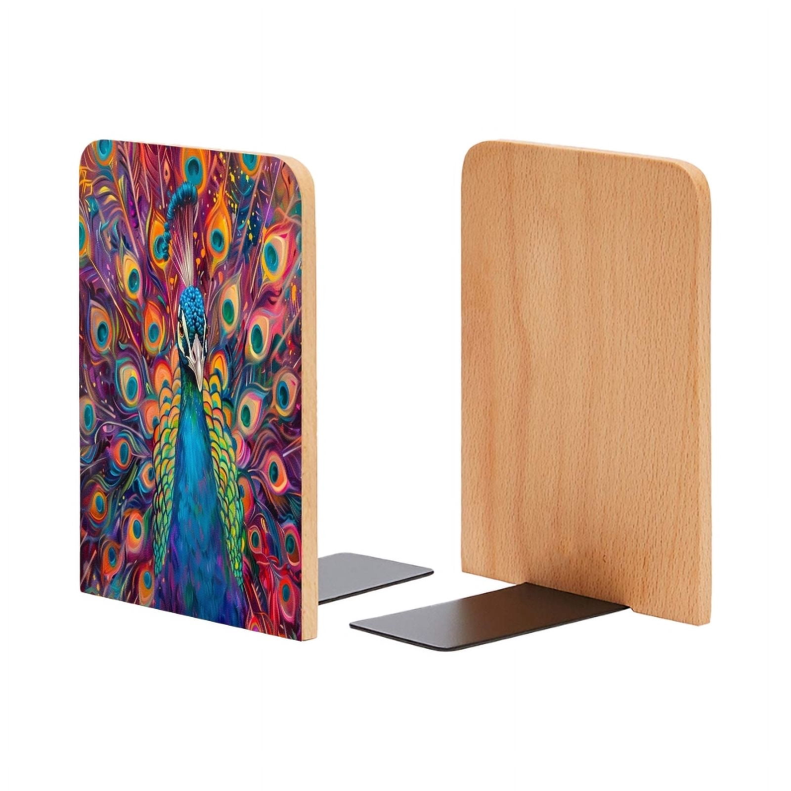 Bookends 1 Pair Non-Skid Bookend Wood Bookends for Shelves Book Stand ...