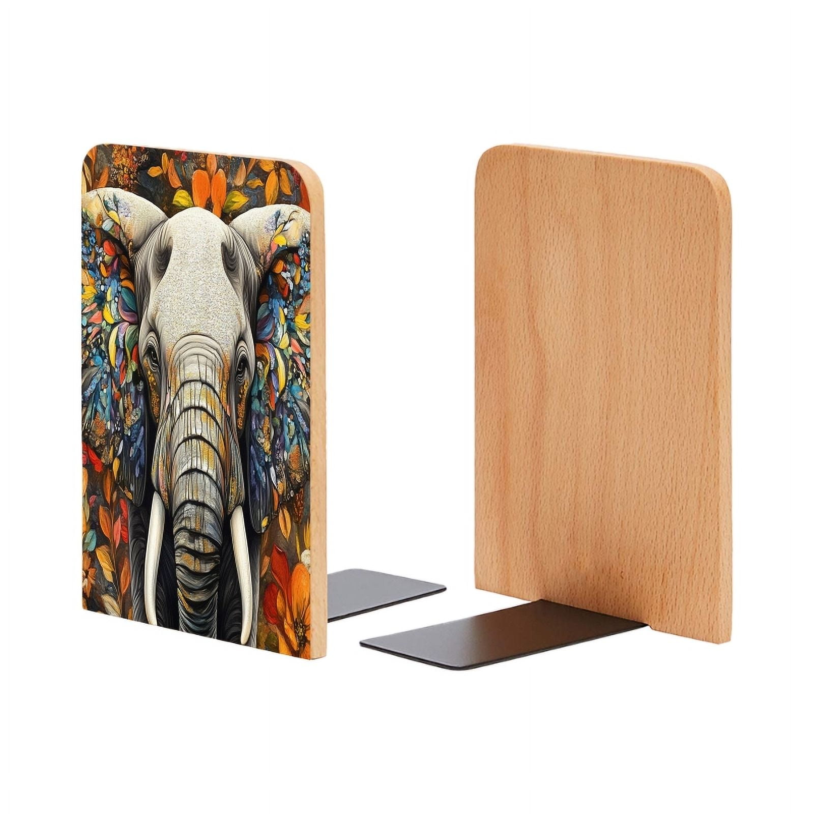 Bookends 1 Pair Non-Skid Bookend Wood Bookends for Shelves Book Stand ...