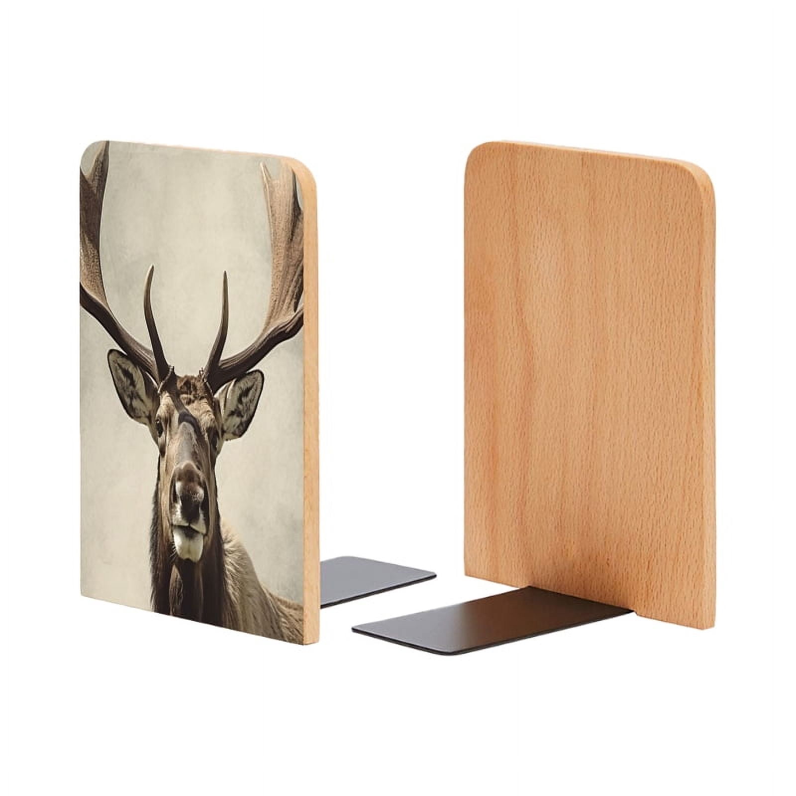 Bookends 1 Pair Non-Skid Bookend Wood Bookends for Shelves Book Stand ...