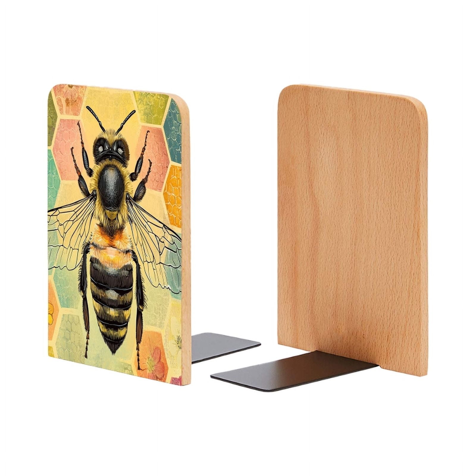 Bookends 1 Pair Non-Skid Bookend Wood Bookends for Shelves Book Stand ...