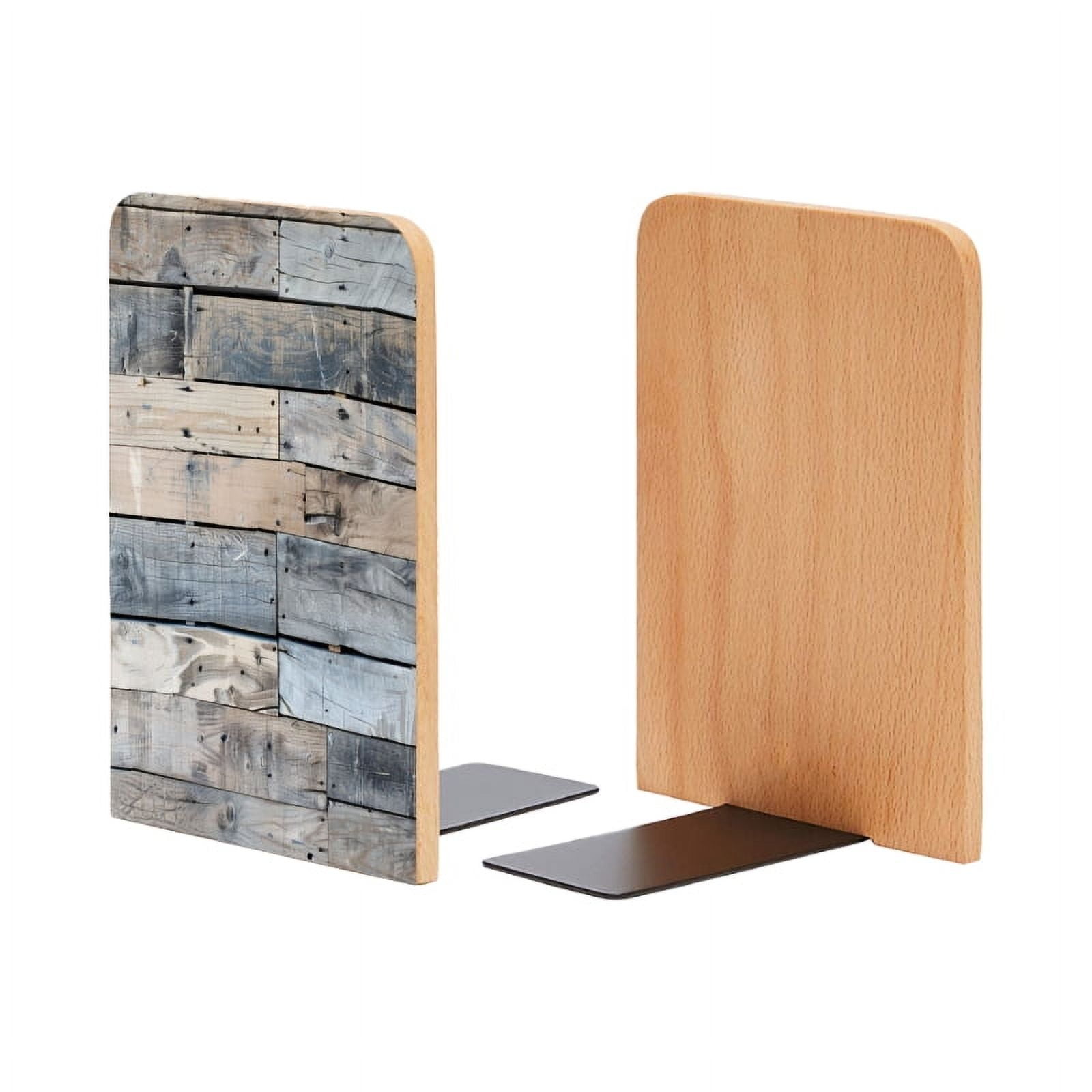Bookends 1 Pair Non-Skid Bookend Wood Bookends for Shelves Book Stand ...