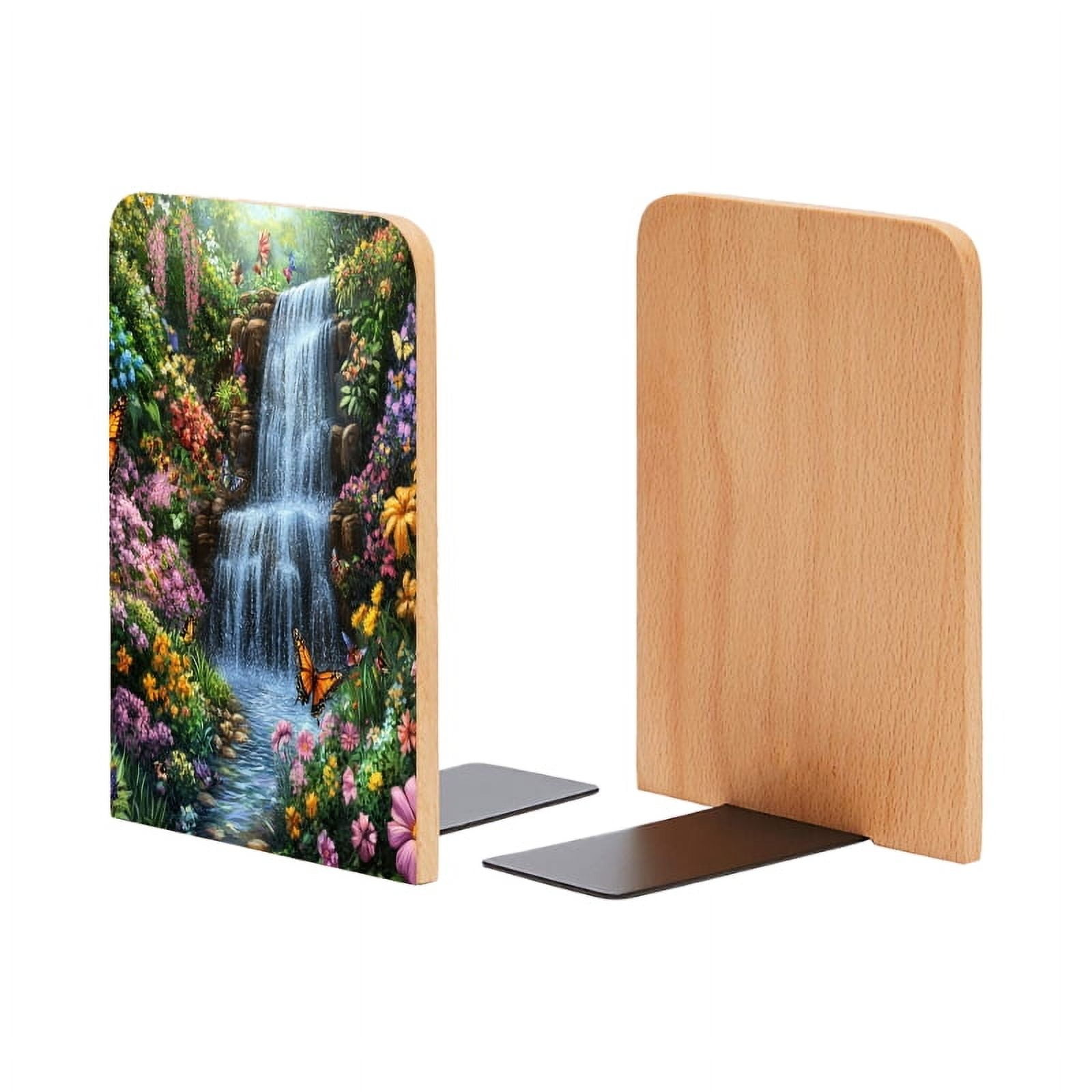 Bookends 1 Pair Non-Skid Bookend Wood Bookends for Shelves Book Stand ...