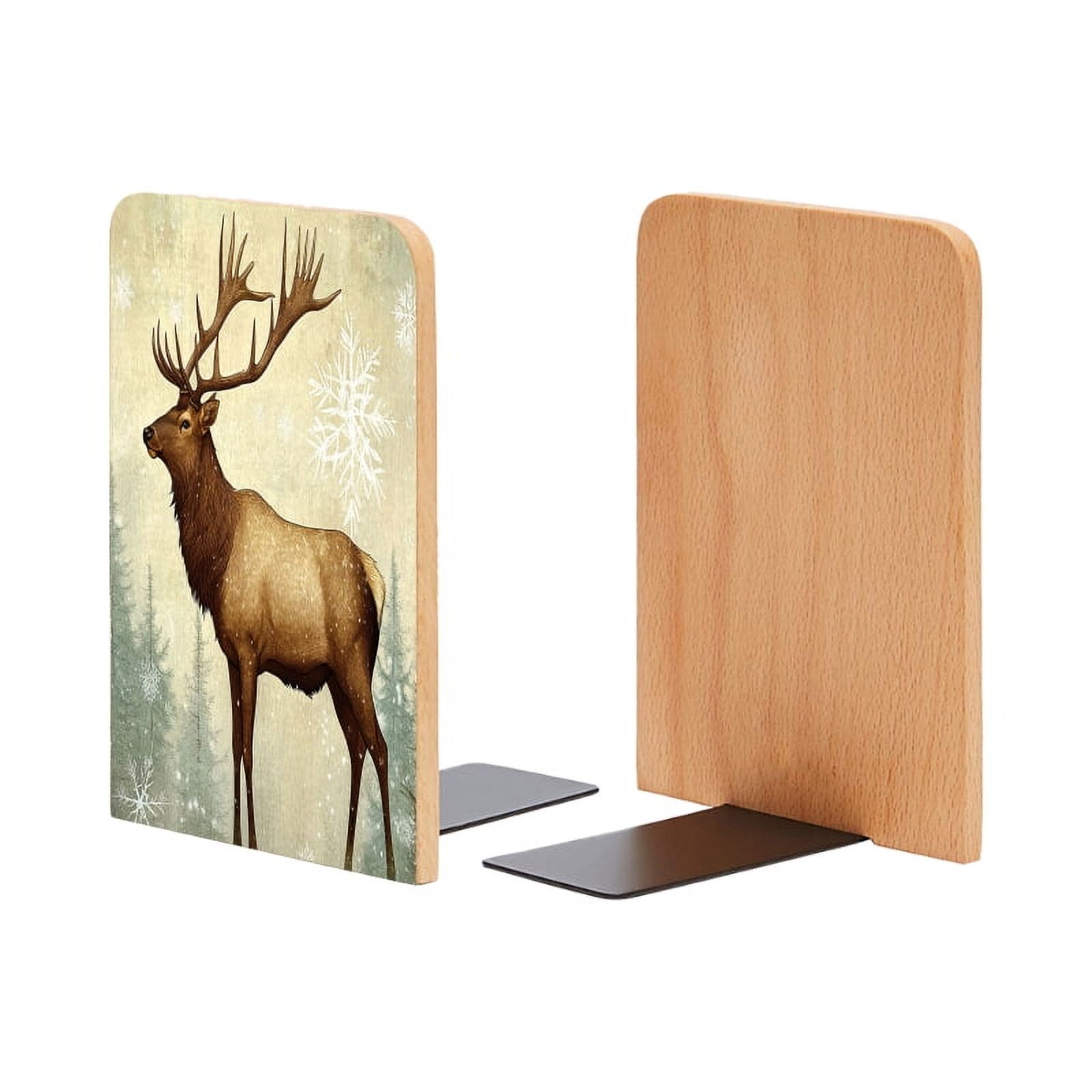 Bookends 1 Pair Non-Skid Bookend Wood Bookends for Shelves Book Stand ...