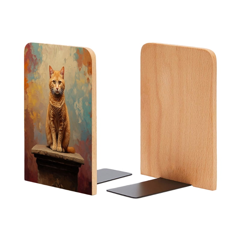 Bookends 1 Pair Non-Skid Bookend Wood Bookends for Shelves Book Stand ...