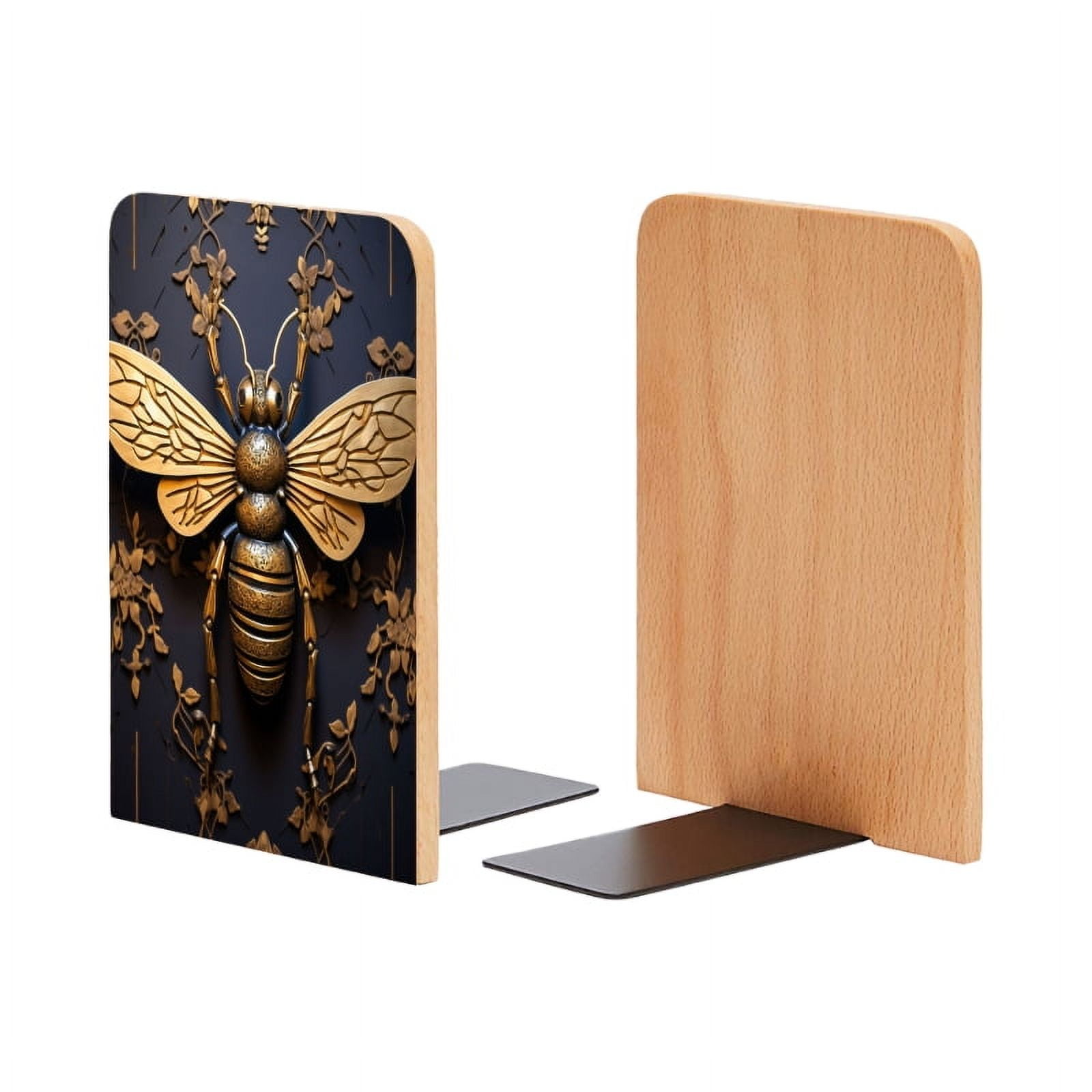 Bookends 1 Pair Non-Skid Bookend Wood Bookends for Shelves Book Stand ...