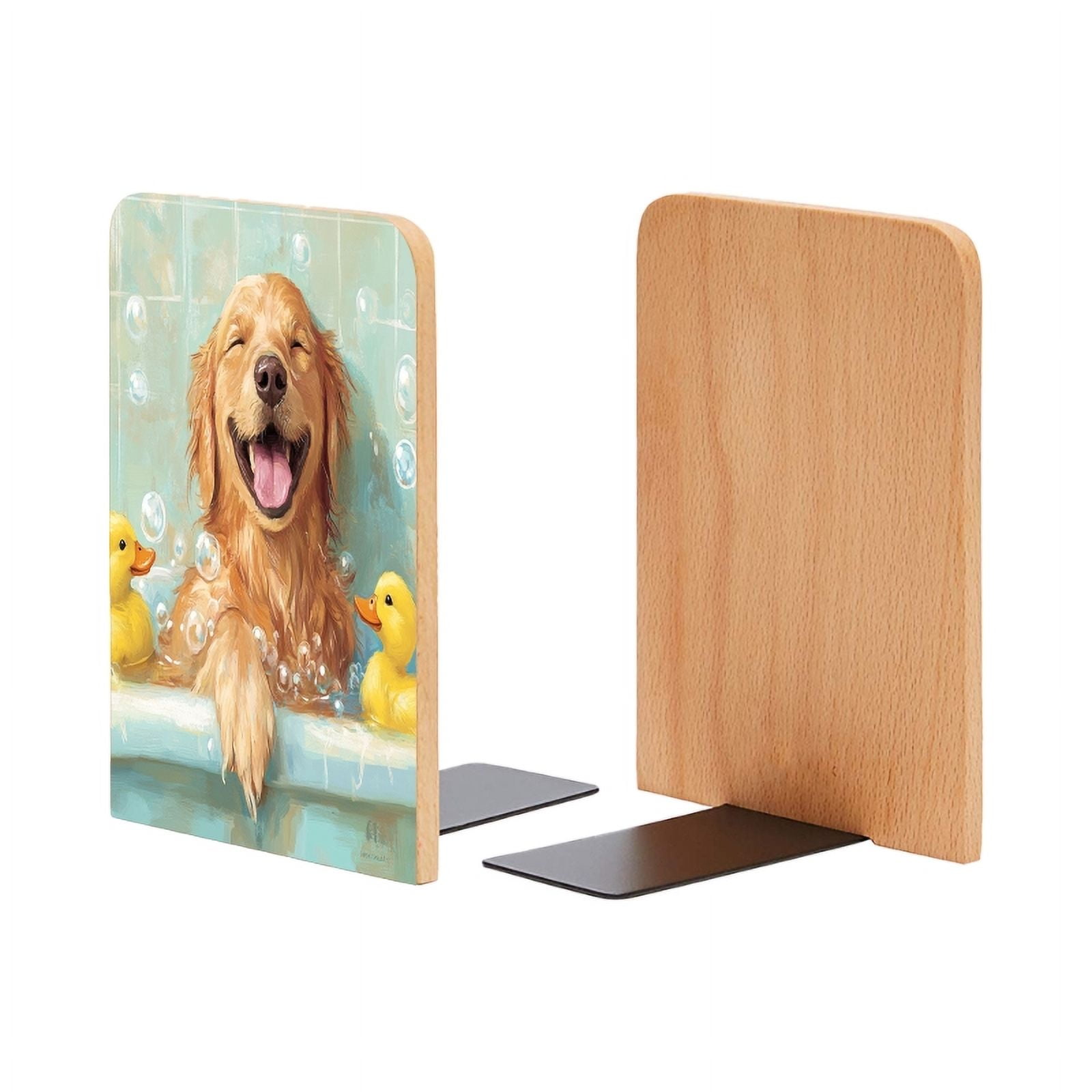 Bookends 1 Pair Non-Skid Bookend Wood Bookends for Shelves Book Stand ...