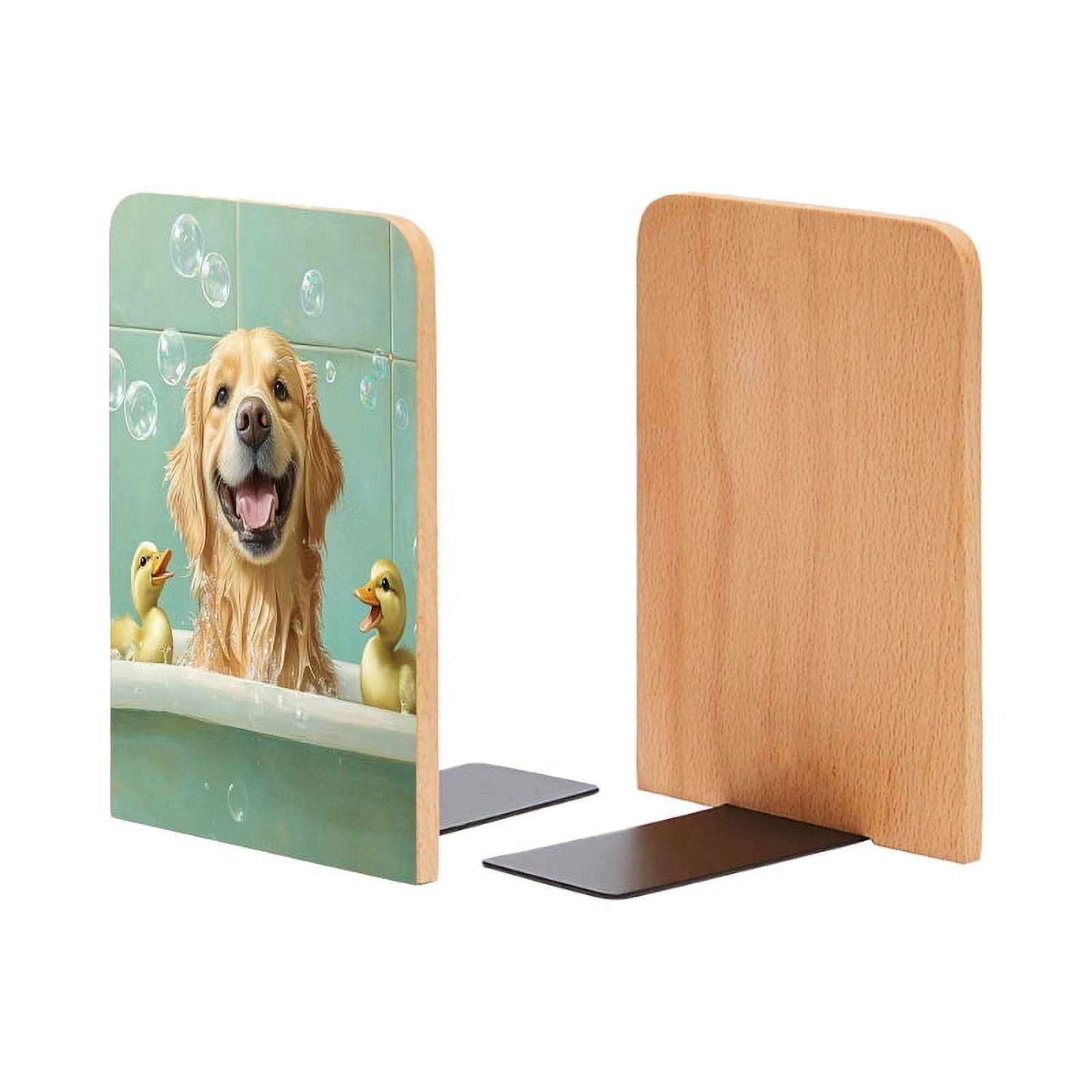 Bookends 1 Pair Non-Skid Bookend Wood Bookends for Shelves Book Stand ...