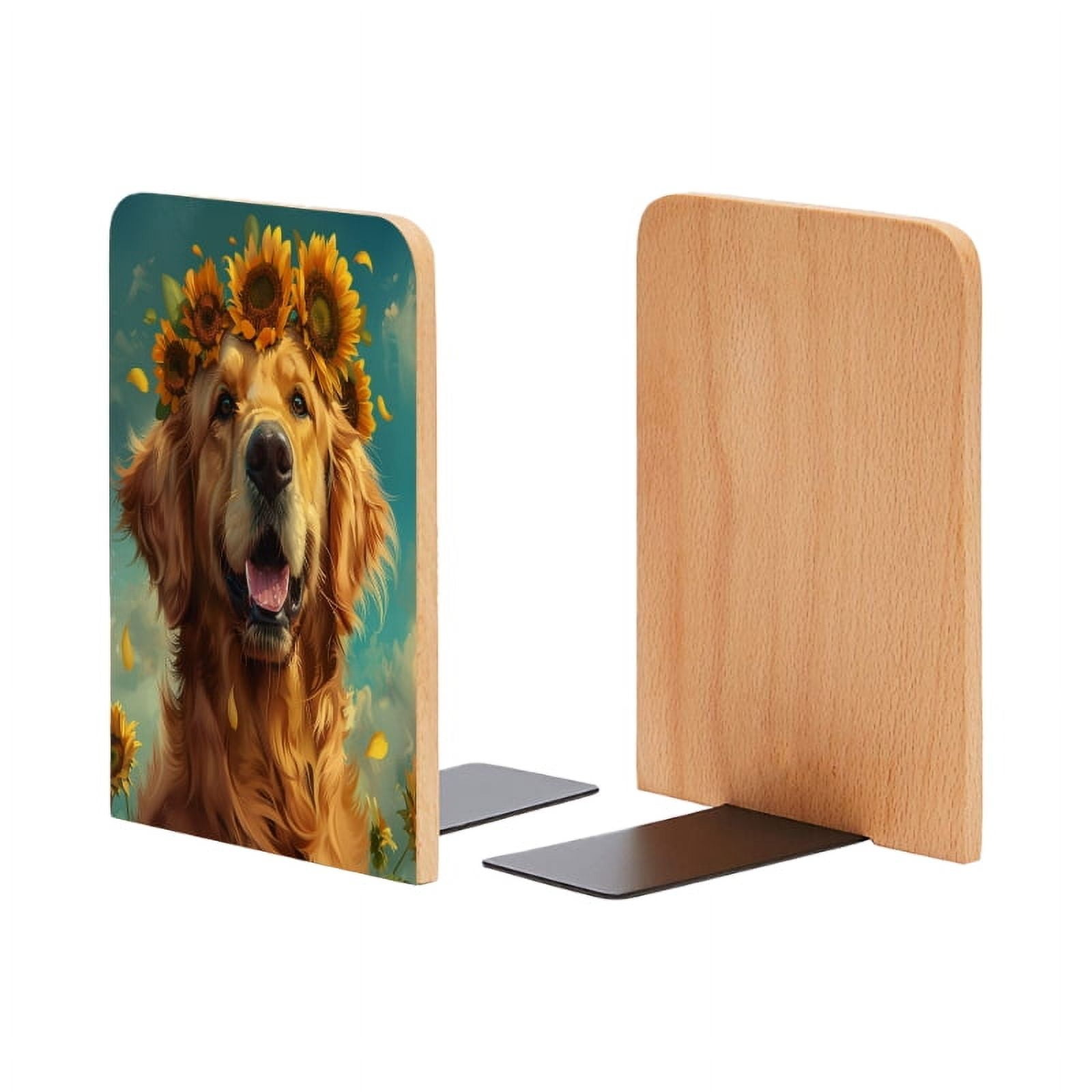 Bookends 1 Pair Non-Skid Bookend Wood Bookends for Shelves Book Stand ...