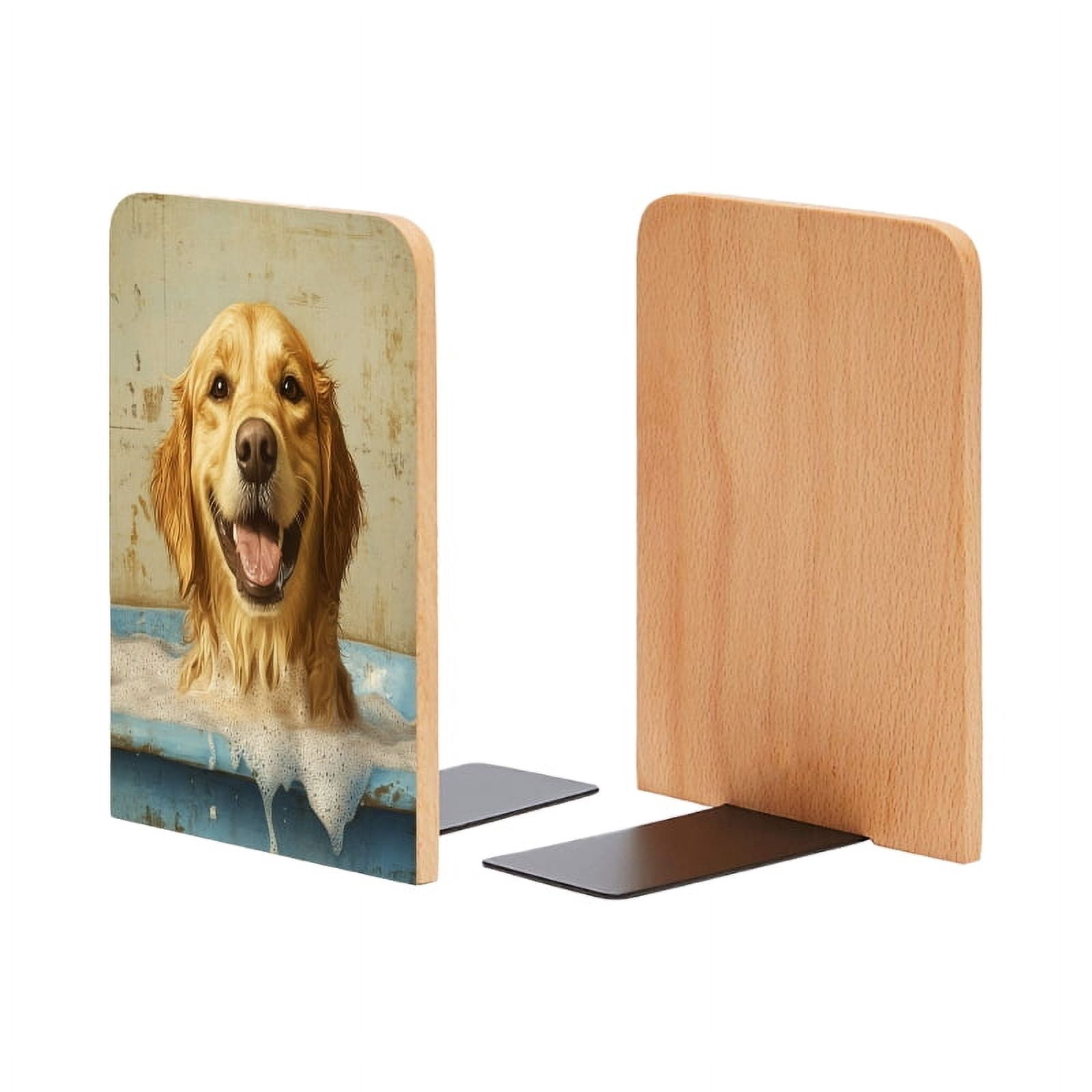 Bookends 1 Pair Non-Skid Bookend Wood Bookends for Shelves Book Stand ...