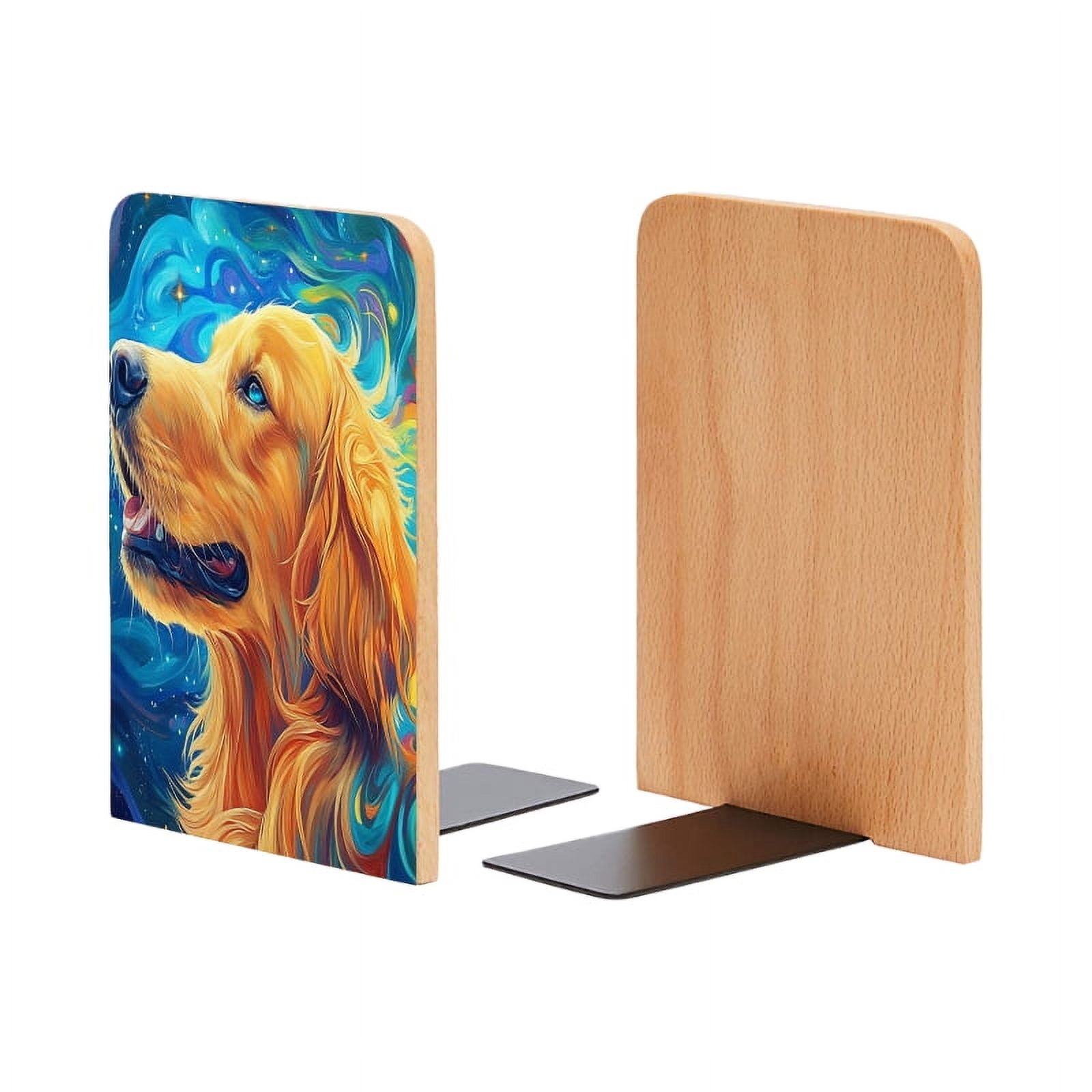 Bookends 1 Pair Non-Skid Bookend Wood Bookends for Shelves Book Stand ...