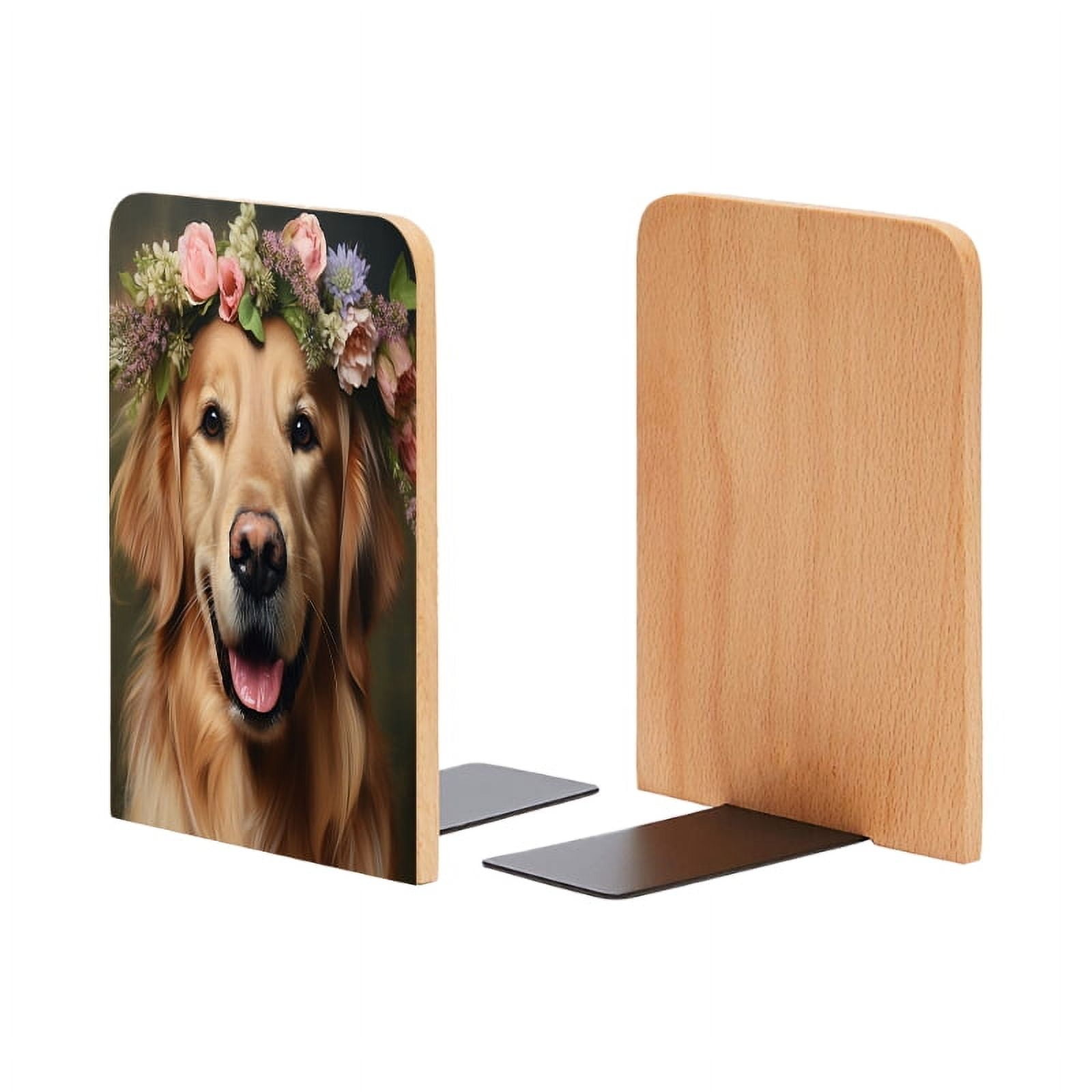 Bookends 1 Pair Non-Skid Bookend Wood Bookends for Shelves Book Stand ...