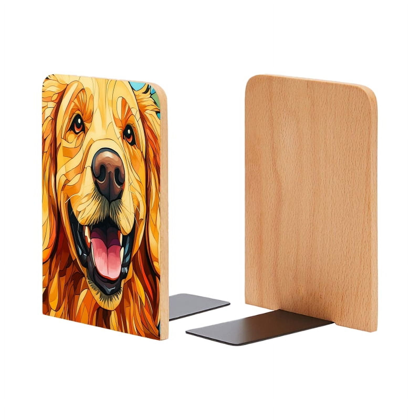 Bookends 1 Pair Non-Skid Bookend Wood Bookends for Shelves Book Stand ...