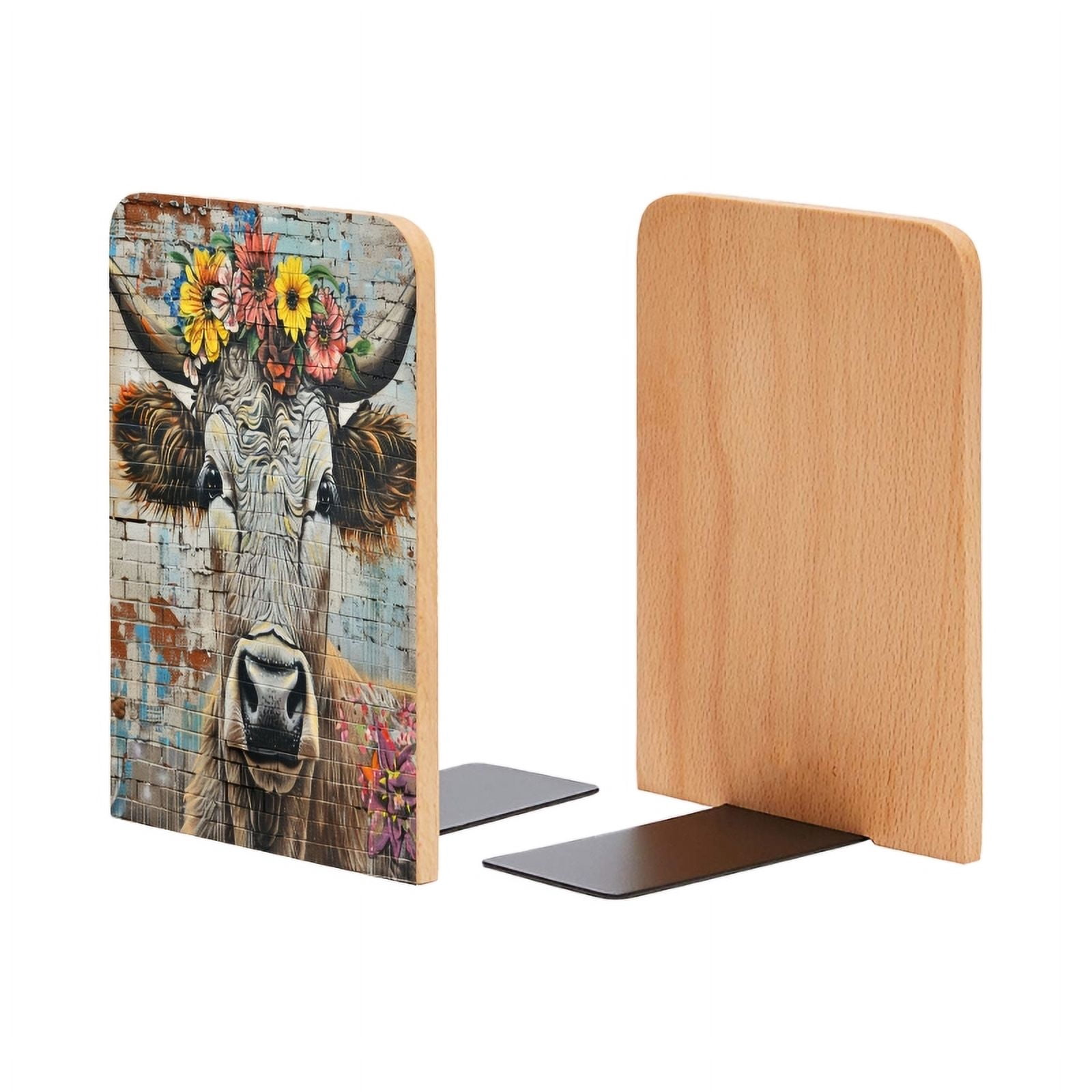 Bookends 1 Pair Non-Skid Bookend Wood Bookends for Shelves Book Stand ...