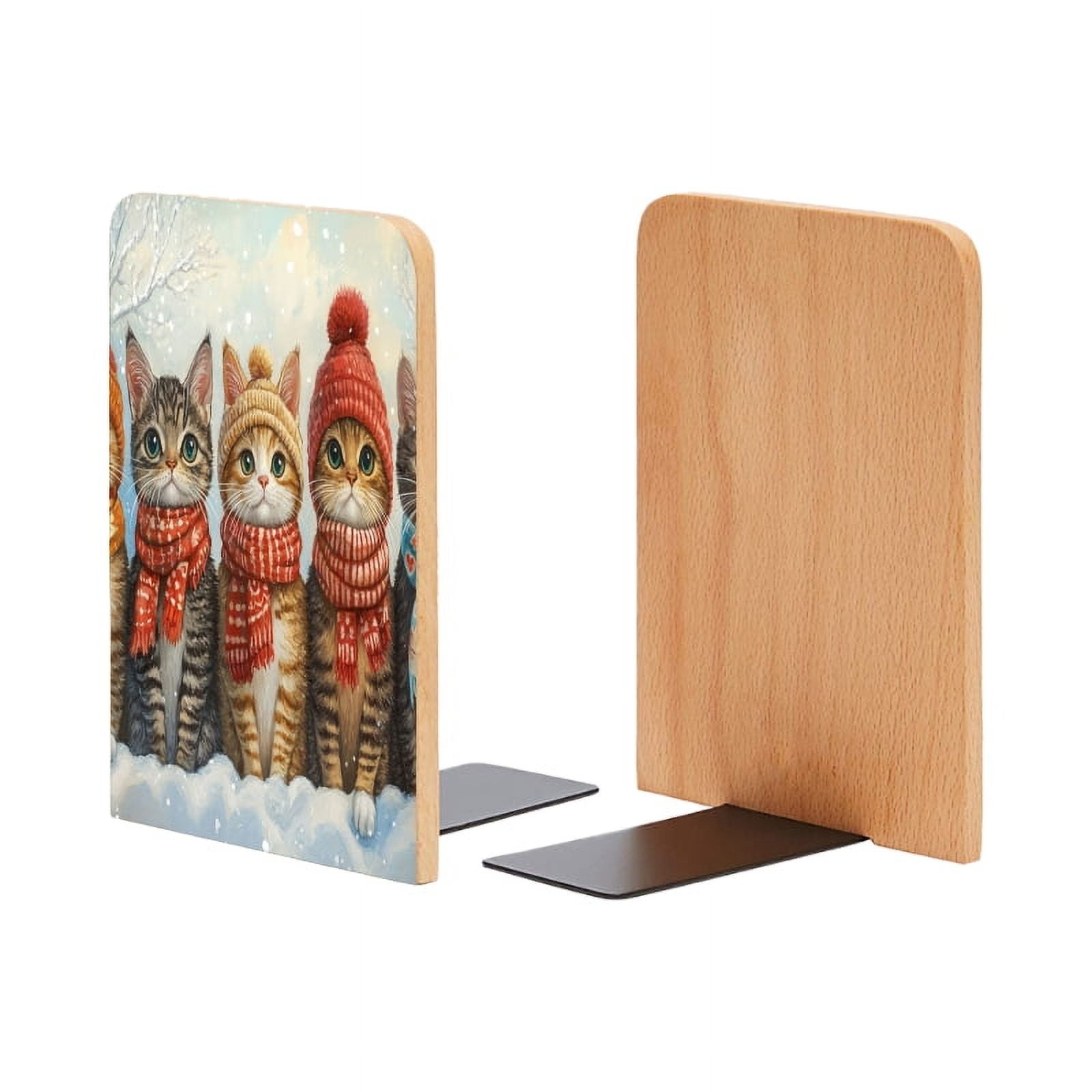 Bookends 1 Pair Non-Skid Bookend Wood Bookends for Shelves Book Stand ...