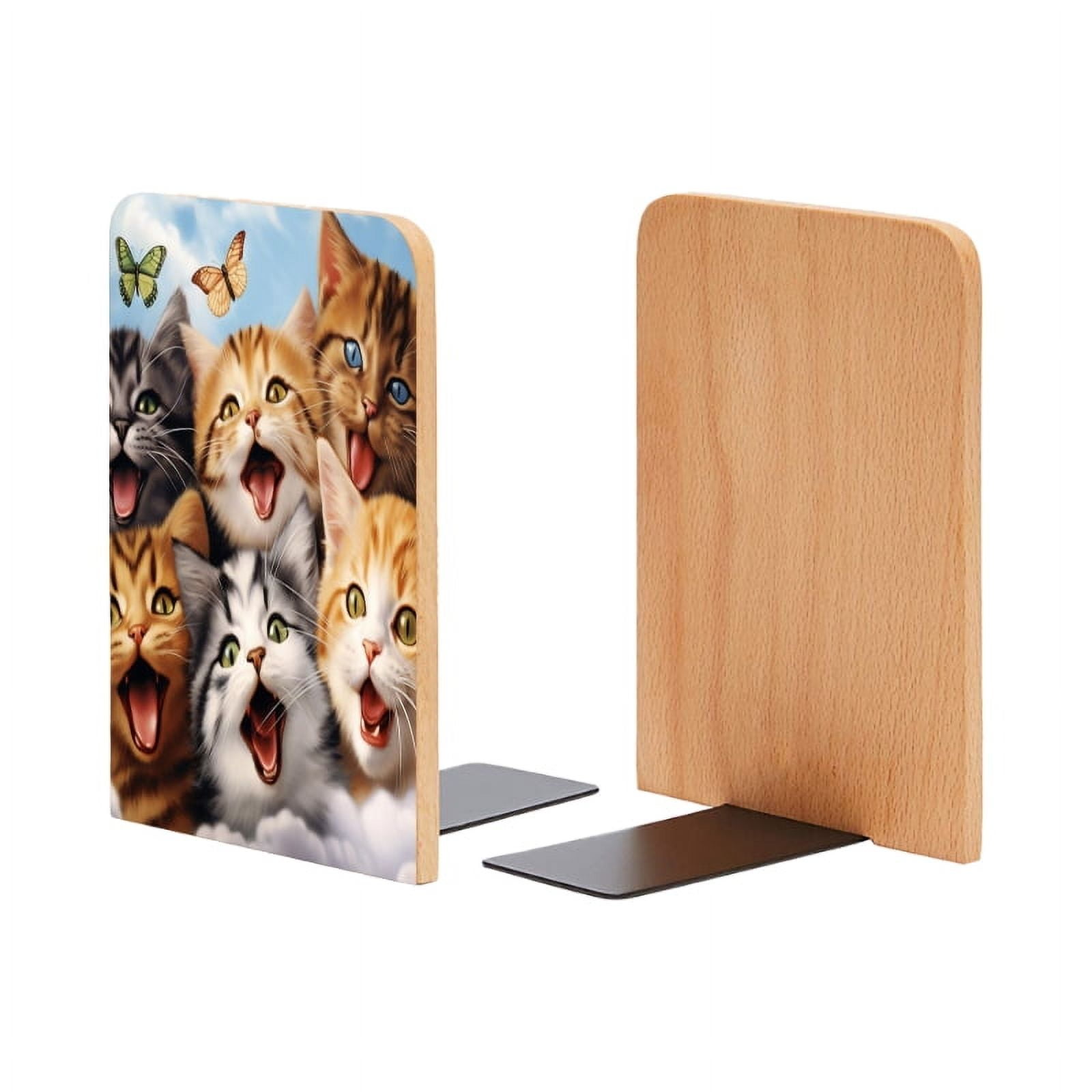 Bookends 1 Pair Non-Skid Bookend Wood Bookends for Shelves Book Stand ...