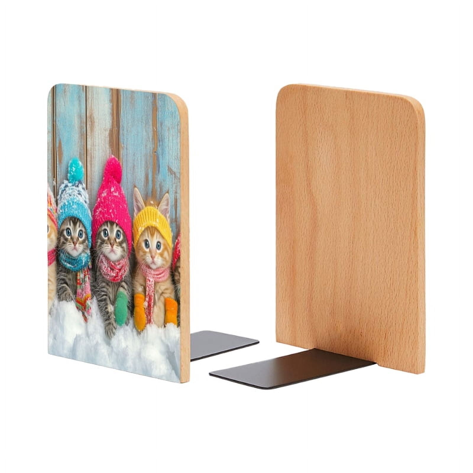 Bookends 1 Pair Non-Skid Bookend Wood Bookends for Shelves Book Stand ...