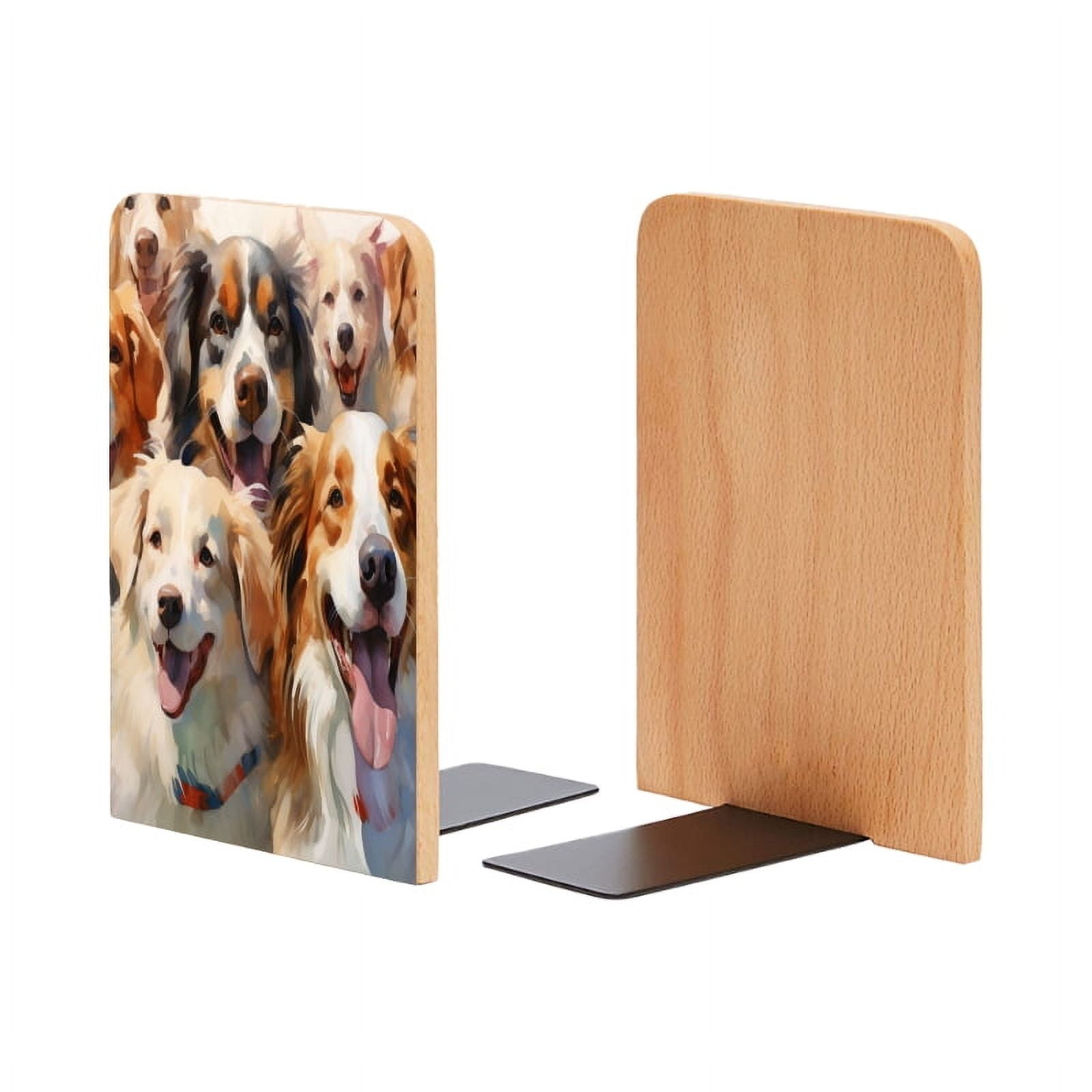 Bookends 1 Pair Non-Skid Bookend Wood Bookends for Shelves Book Stand ...